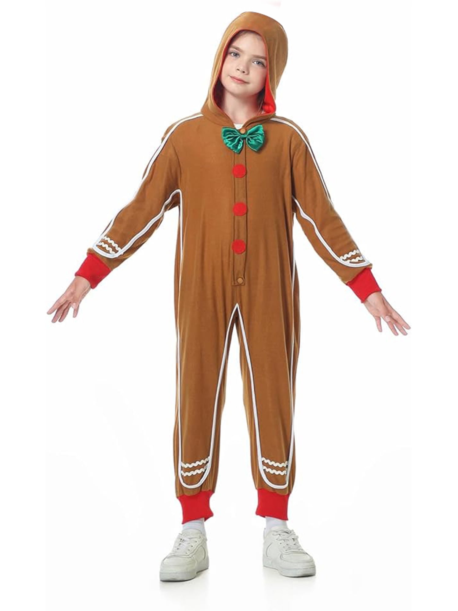 Inevnen Christmas Gingerbread Costume for Kids Deluxe Long Sleeve ...