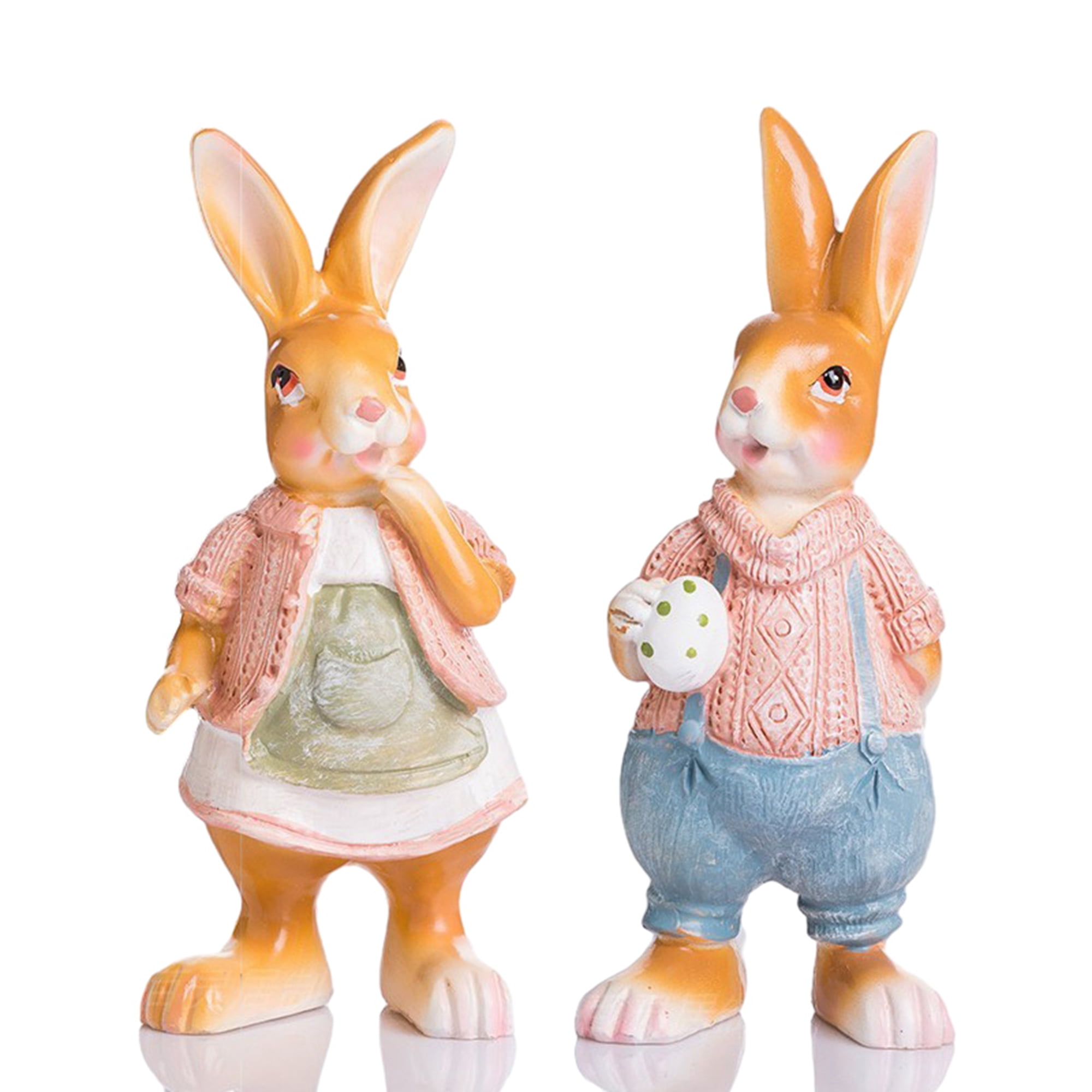 Inevnen Cute Cartoon Rabbit Statue Resin Bunny Figurines Decorative ...