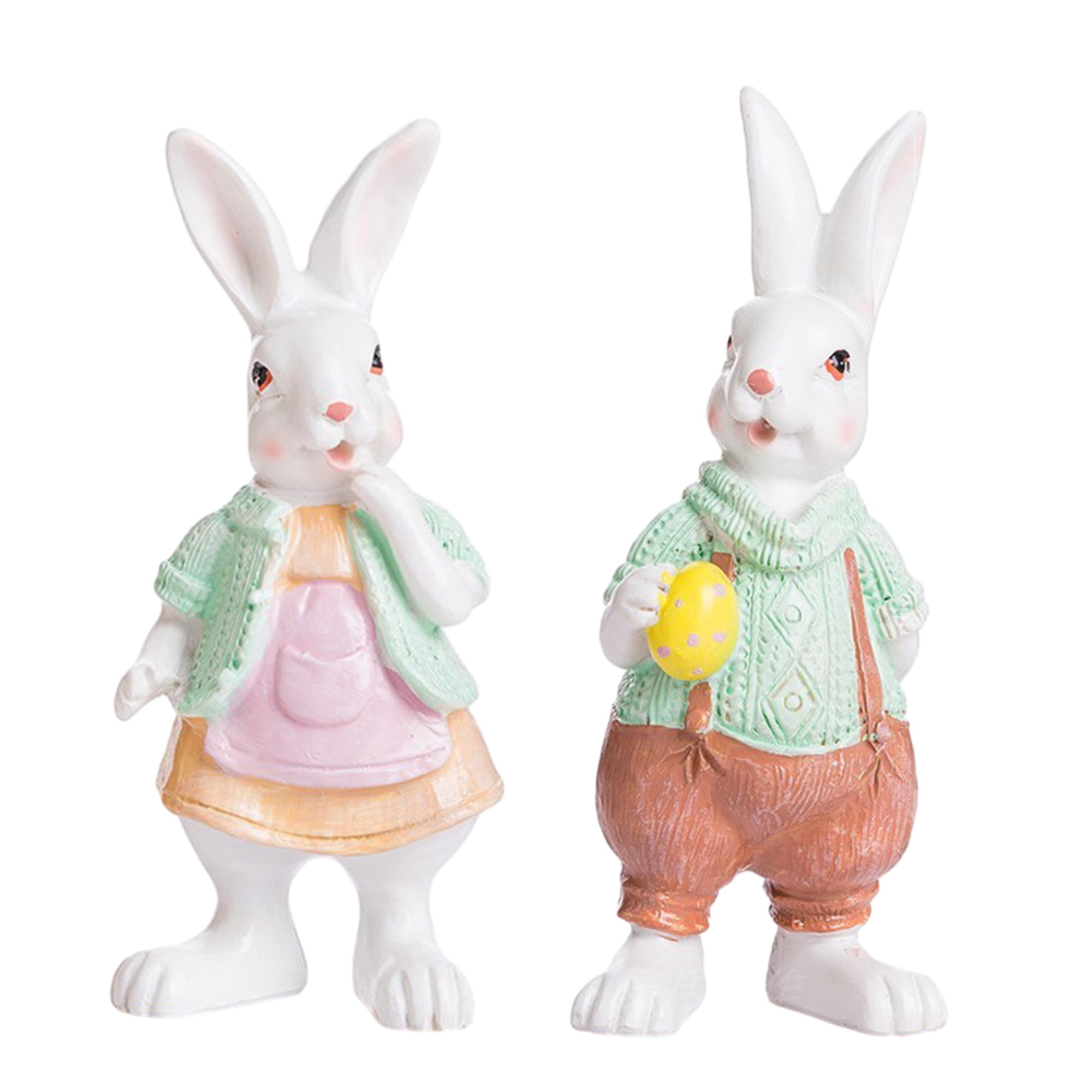 Inevnen Cute Cartoon Rabbit Statue Resin Bunny Figurines Decorative ...