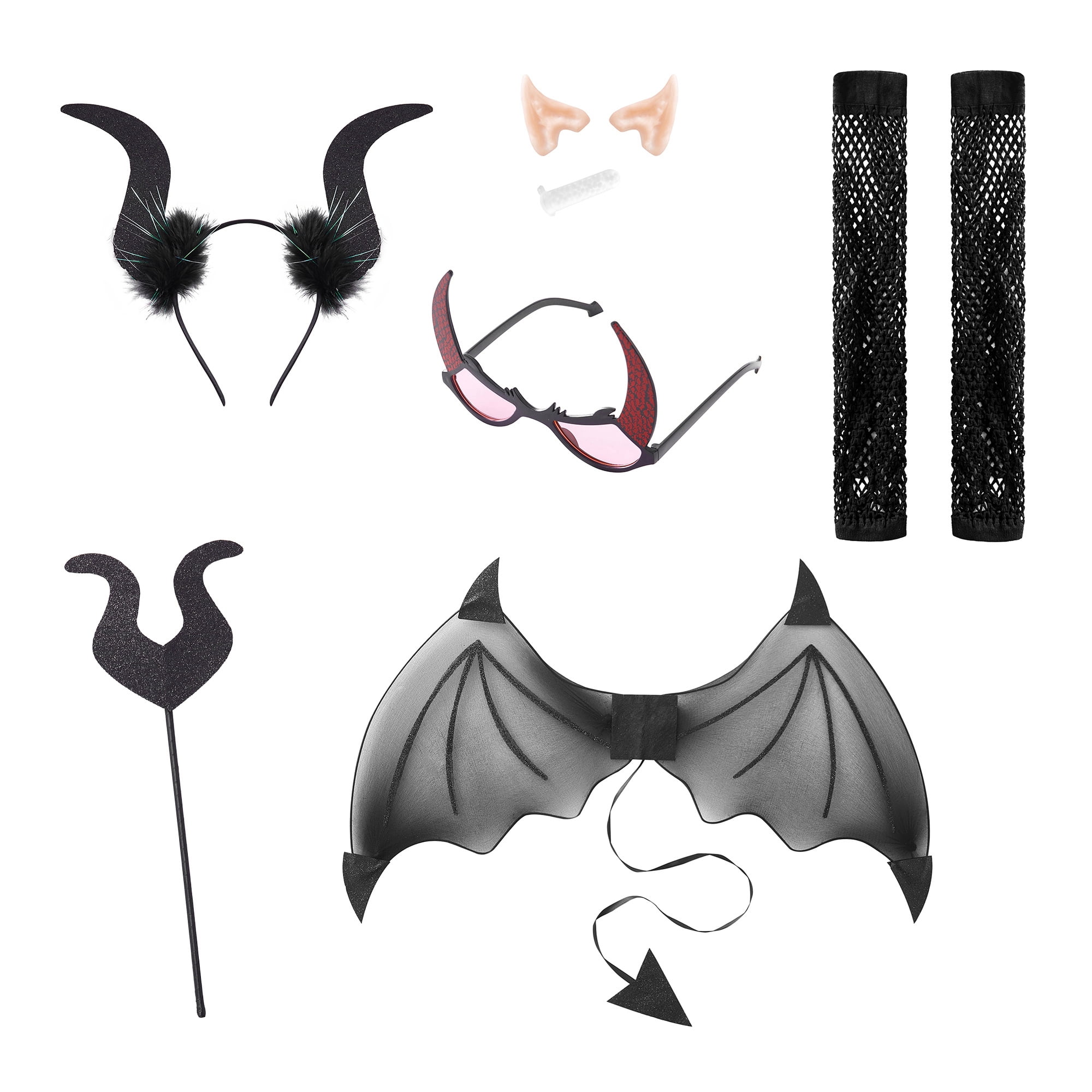 Inevnen Devil Costume Set for Kid/Adult, Wings + Glasses + Headbands ...