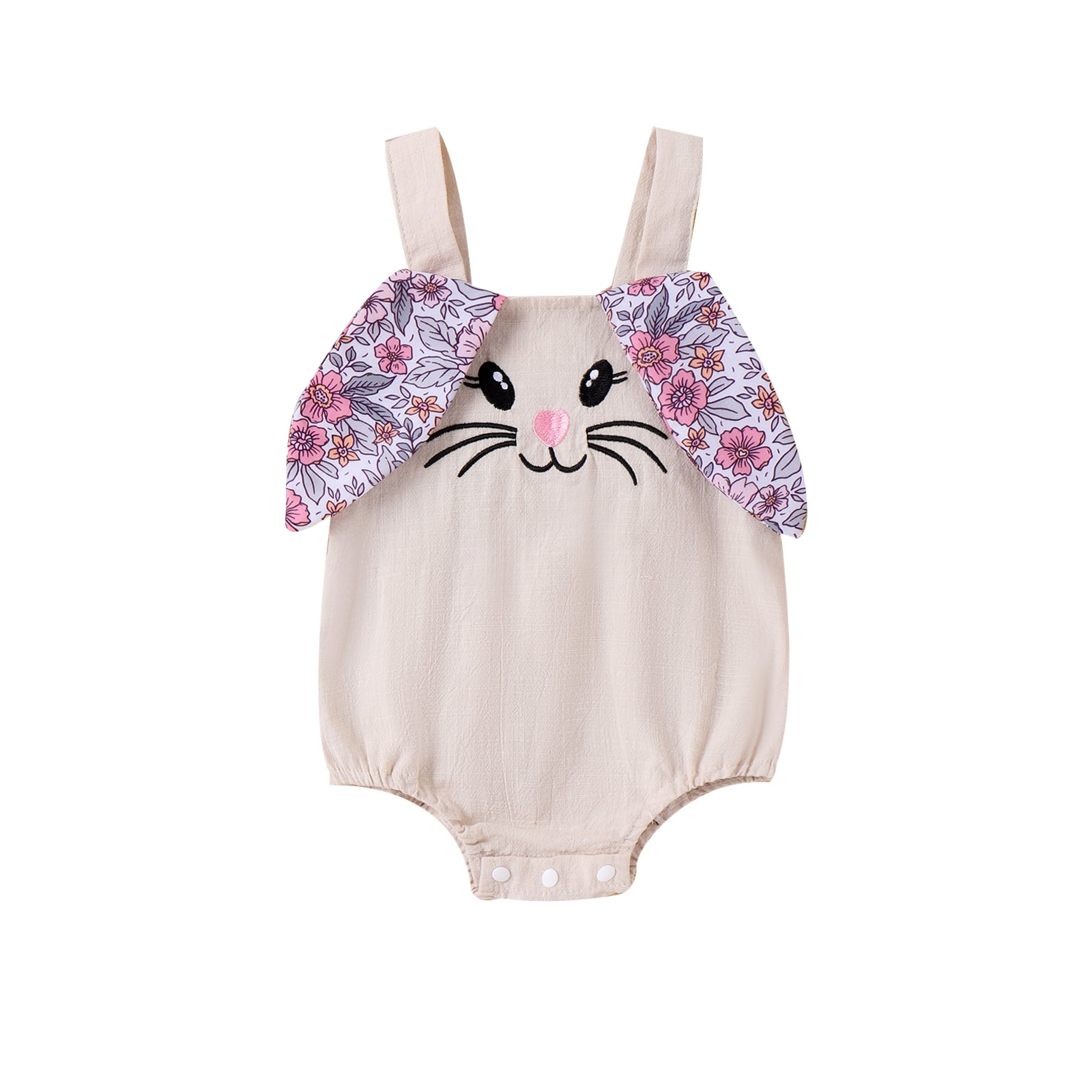 Inevnen Easter Baby Girl Sleeveless Romper Cute Square Neck 3D Rabbit ...