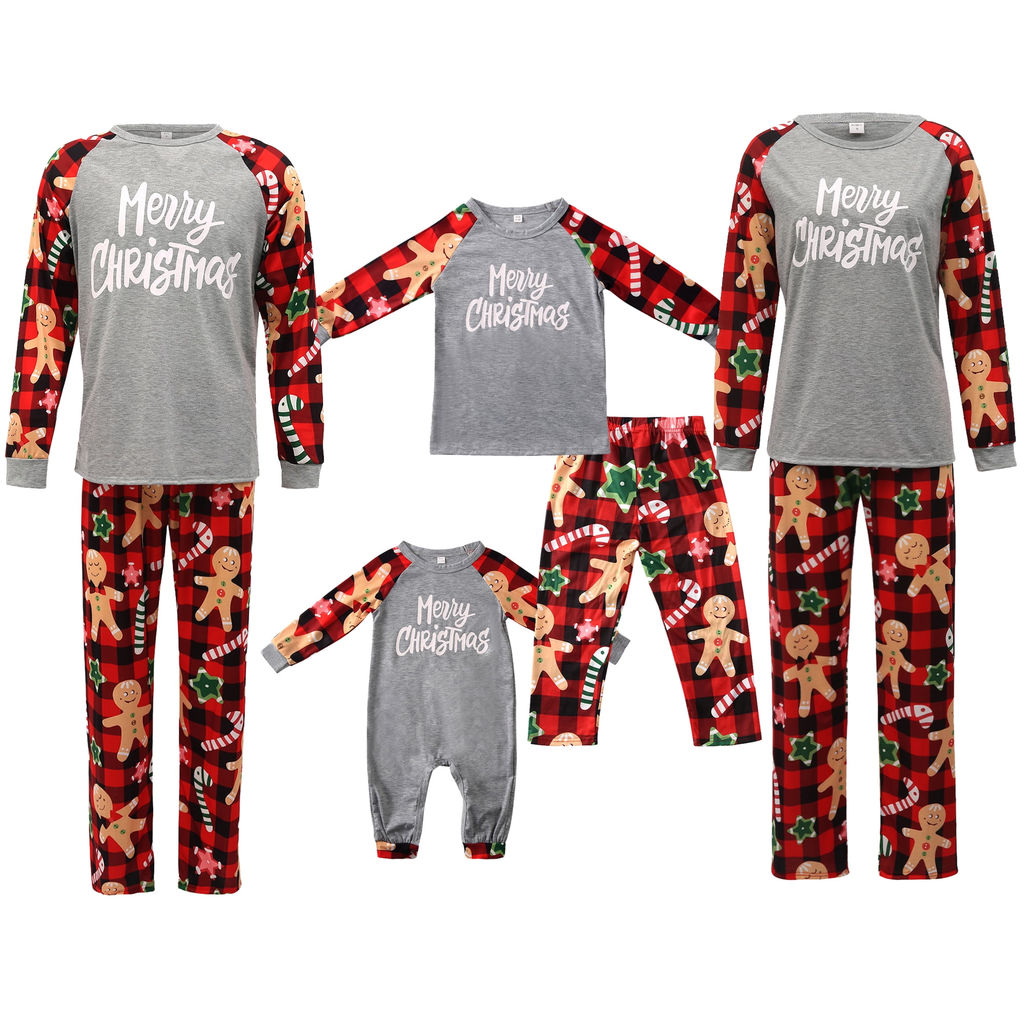 Inevnen Family Christmas Pjs Matching Sets Gingerbread Man Pajamas ...