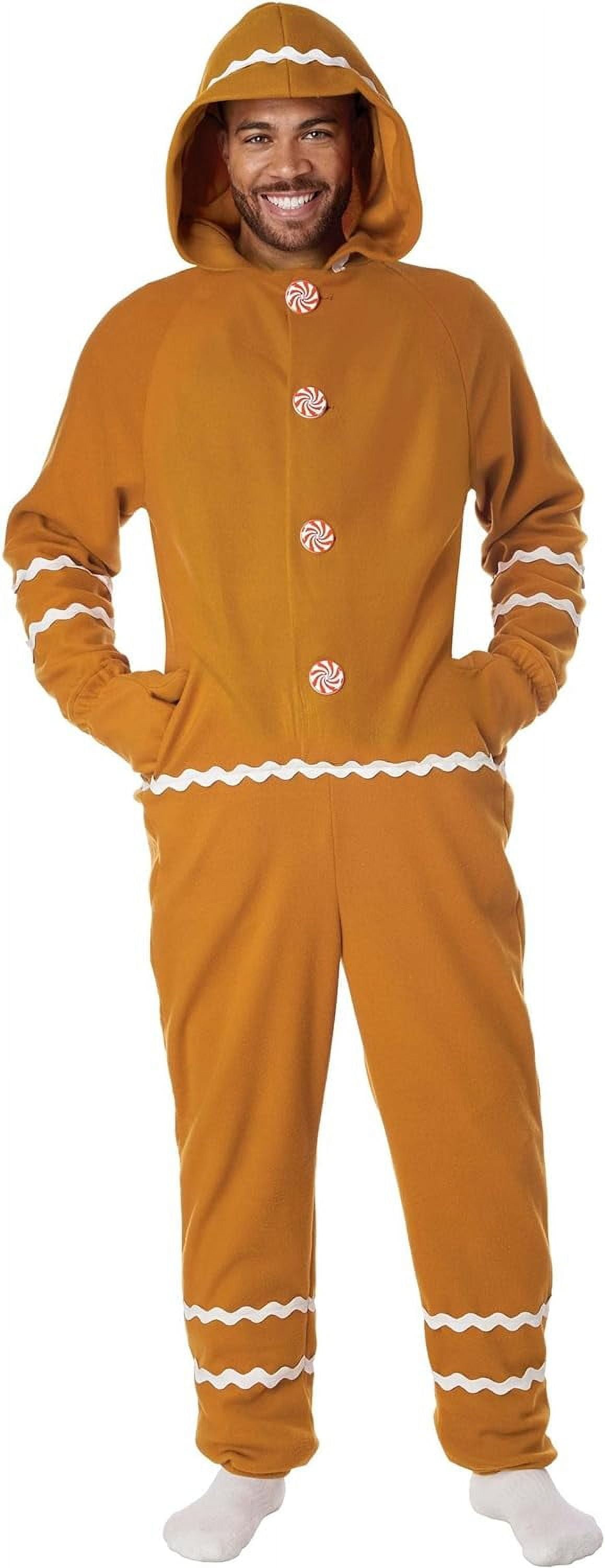 Inevnen Gingerbread Man Costume Long Sleeve Hooded Patchwork Christmas ...