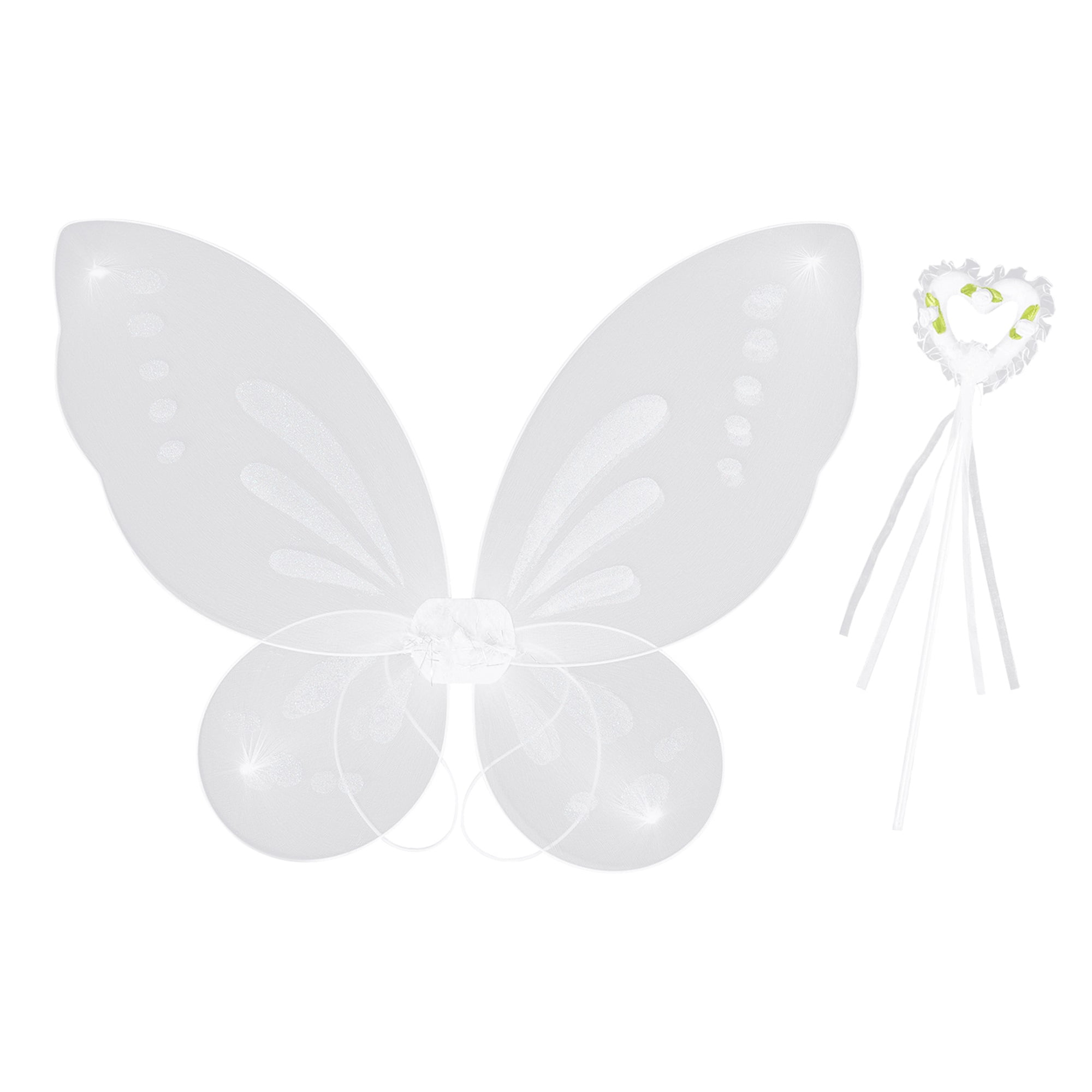 Inevnen Girls Butterfly Wings Set Shiny Fairy Wings Flower Heart Magic ...