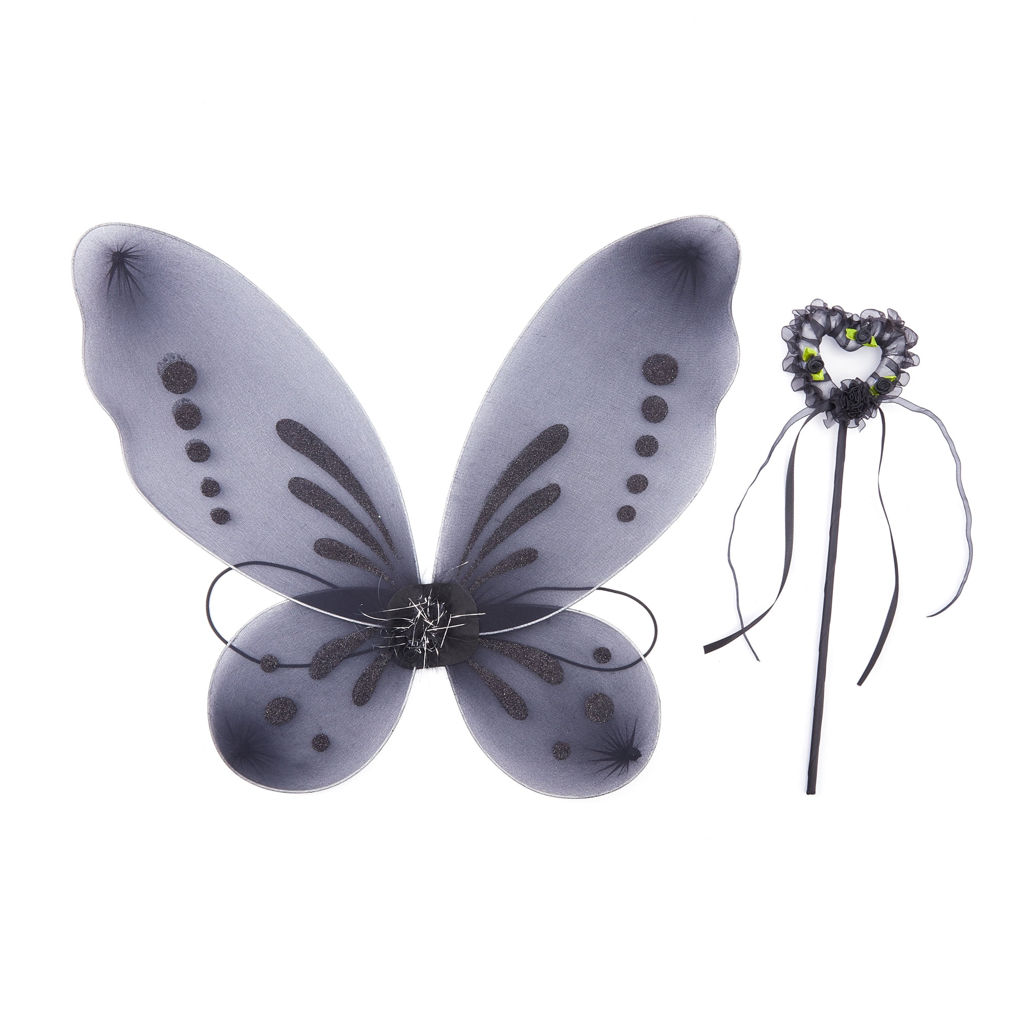 Inevnen Girls Butterfly Wings Set Shiny Fairy Wings Flower Heart Magic ...