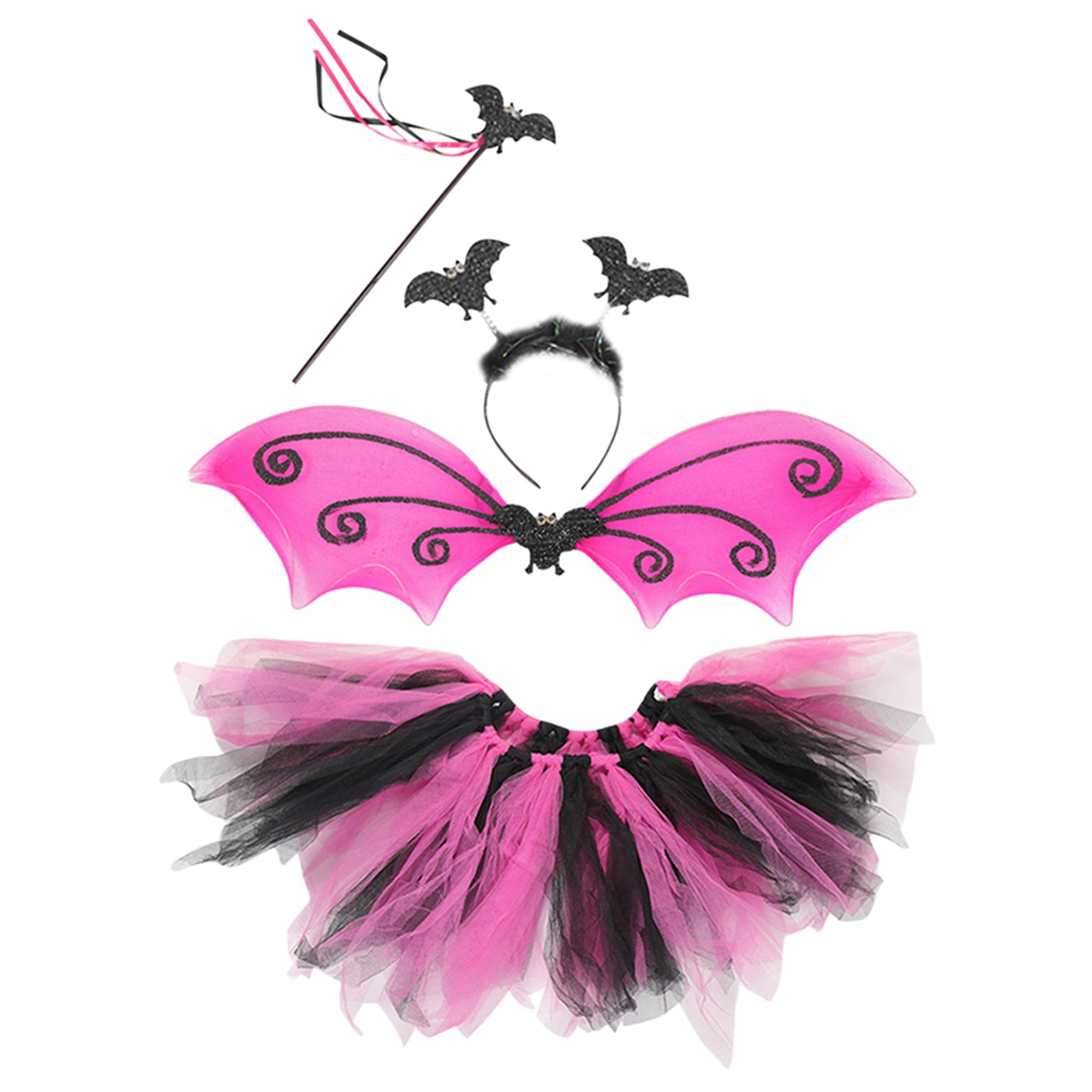 Inevnen Girls Halloween Bat Costumes Bat Wing and Skirt Headband Magic ...