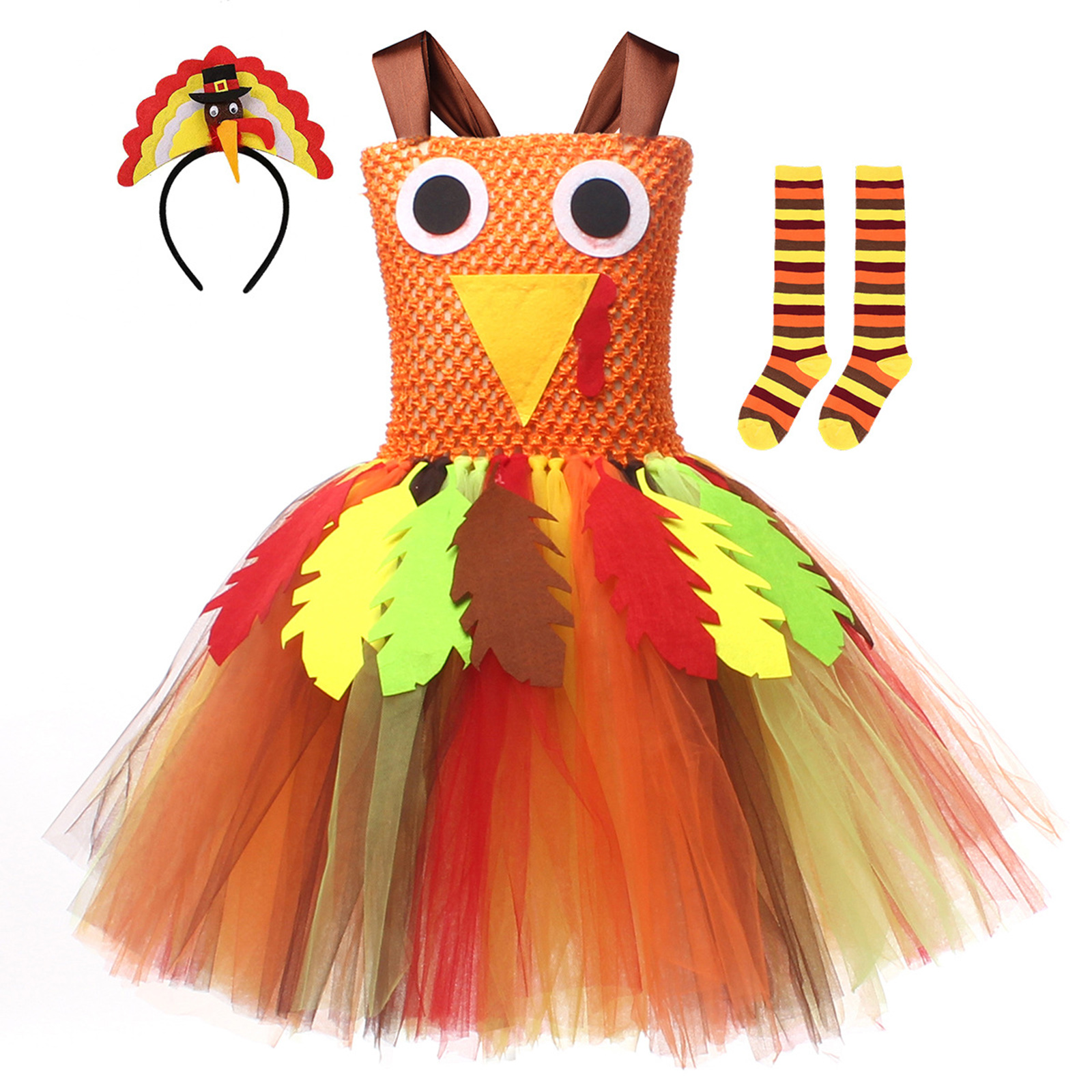 Inevnen Girls Thanksgiving Turkey Costume Halloween Cosplay Costume ...