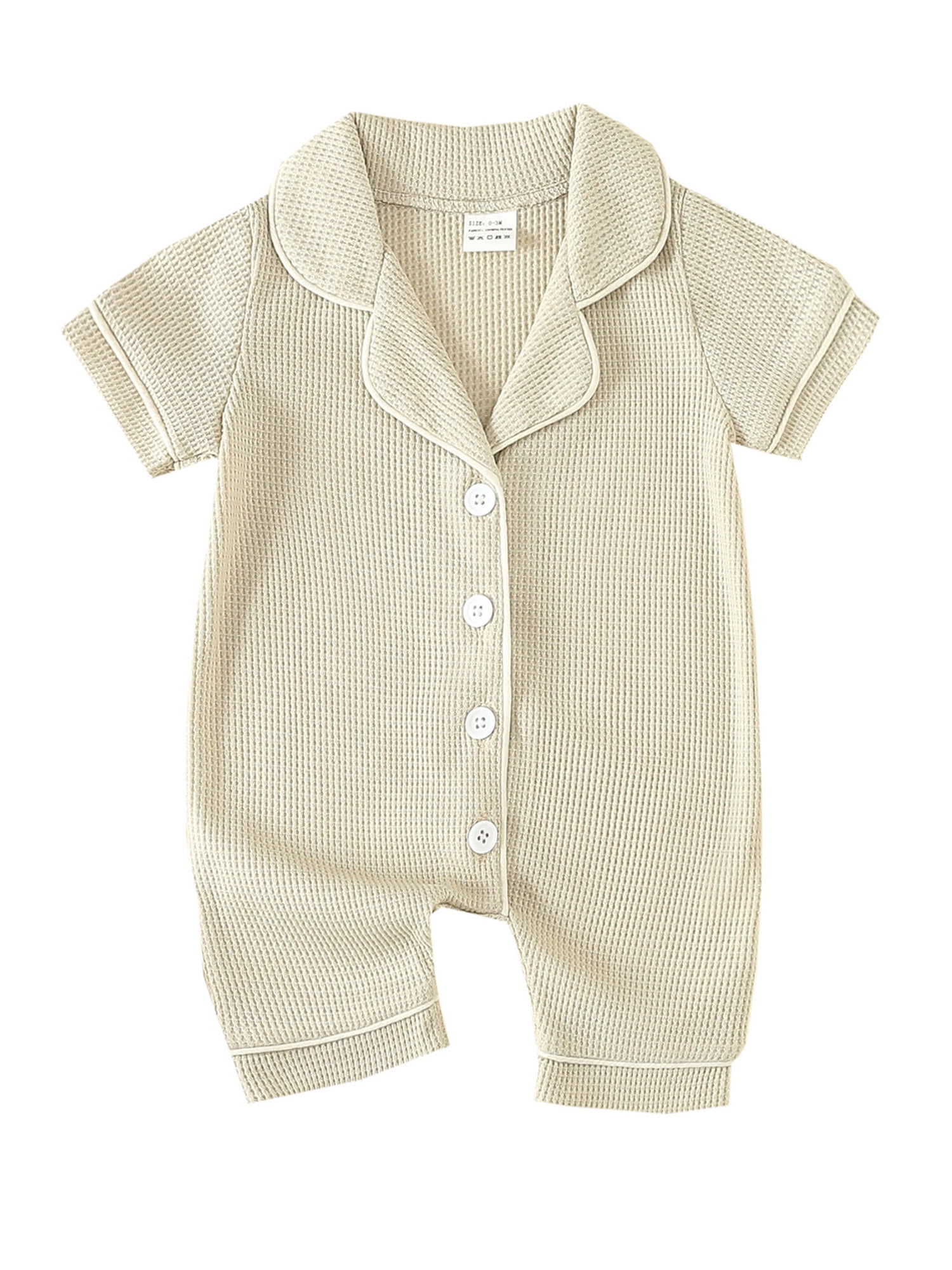 Inevnen Girls and Boys Romper Pajama Lapel Neck Short Sleeve Contrast ...