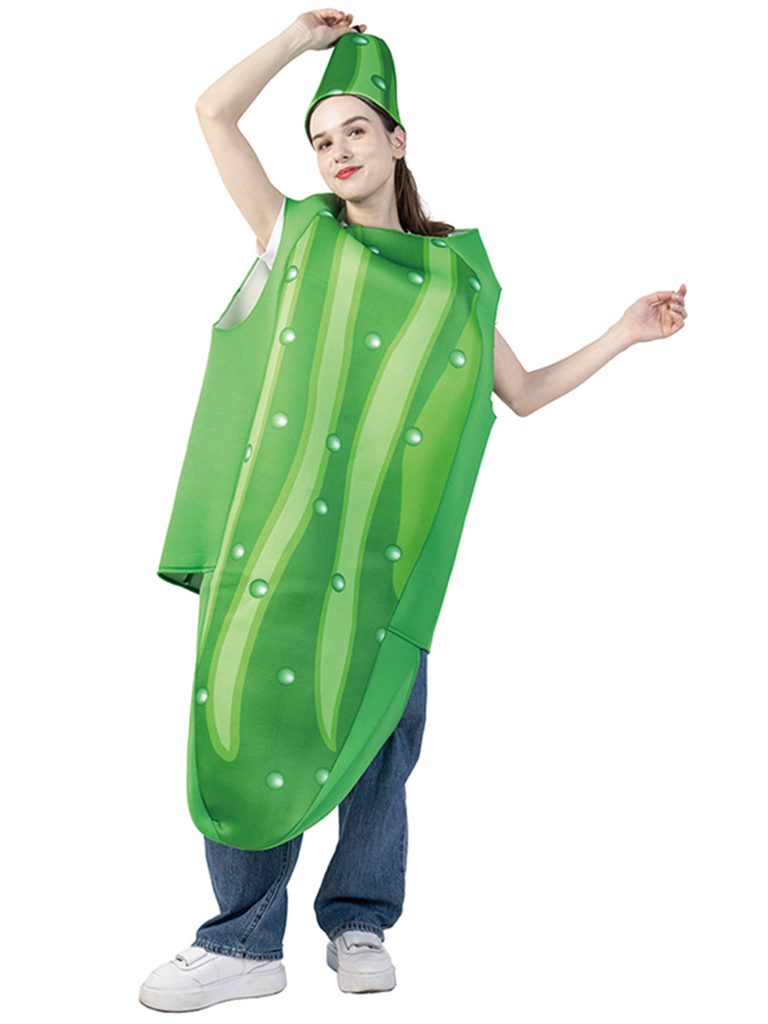Inevnen Halloween Pickle Cosplay Costume Sleeveless Jumpsuit with Cap ...
