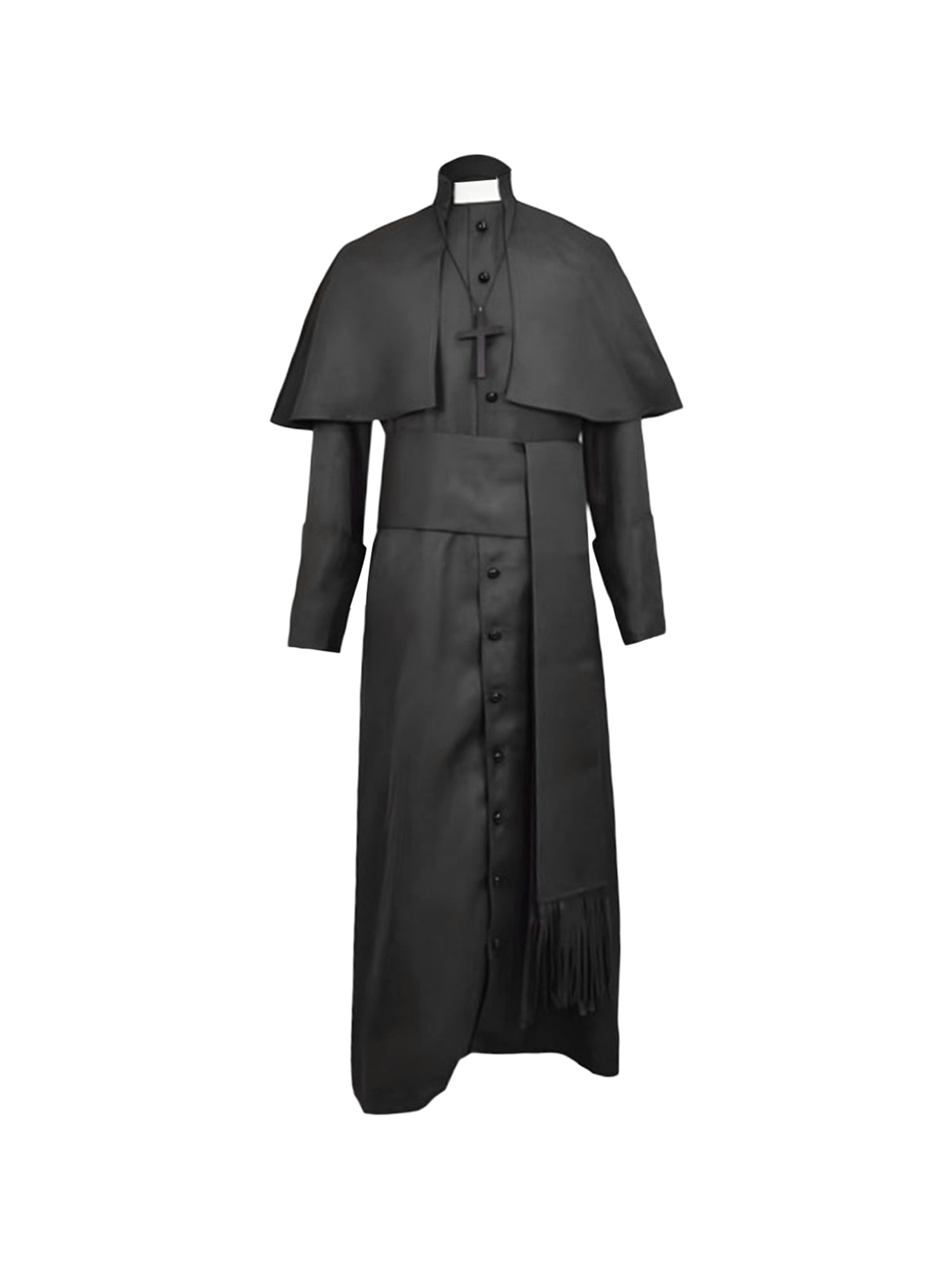 Inevnen Halloween Priest Costume for Men Medieval Clergy Robe Belt ...
