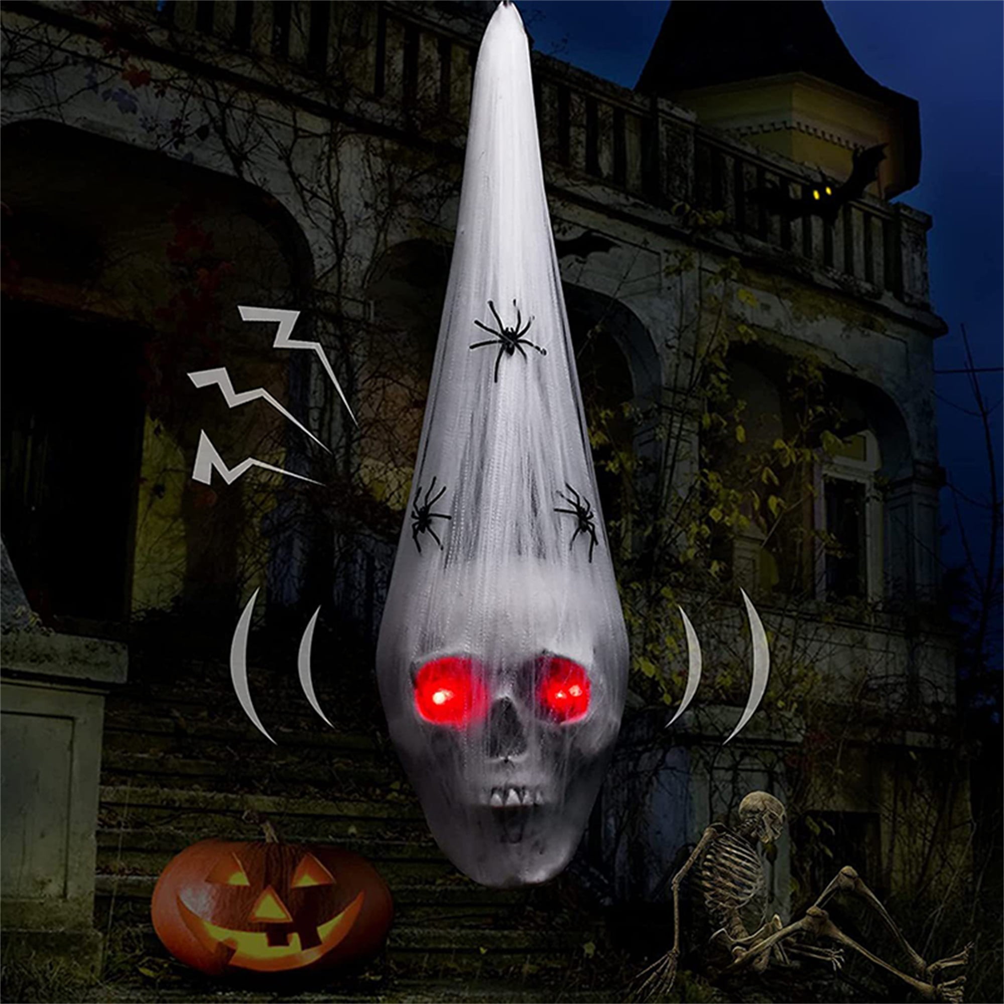 Inevnen Halloween Skull Decor Skeleton Voice Activated Decorations with ...