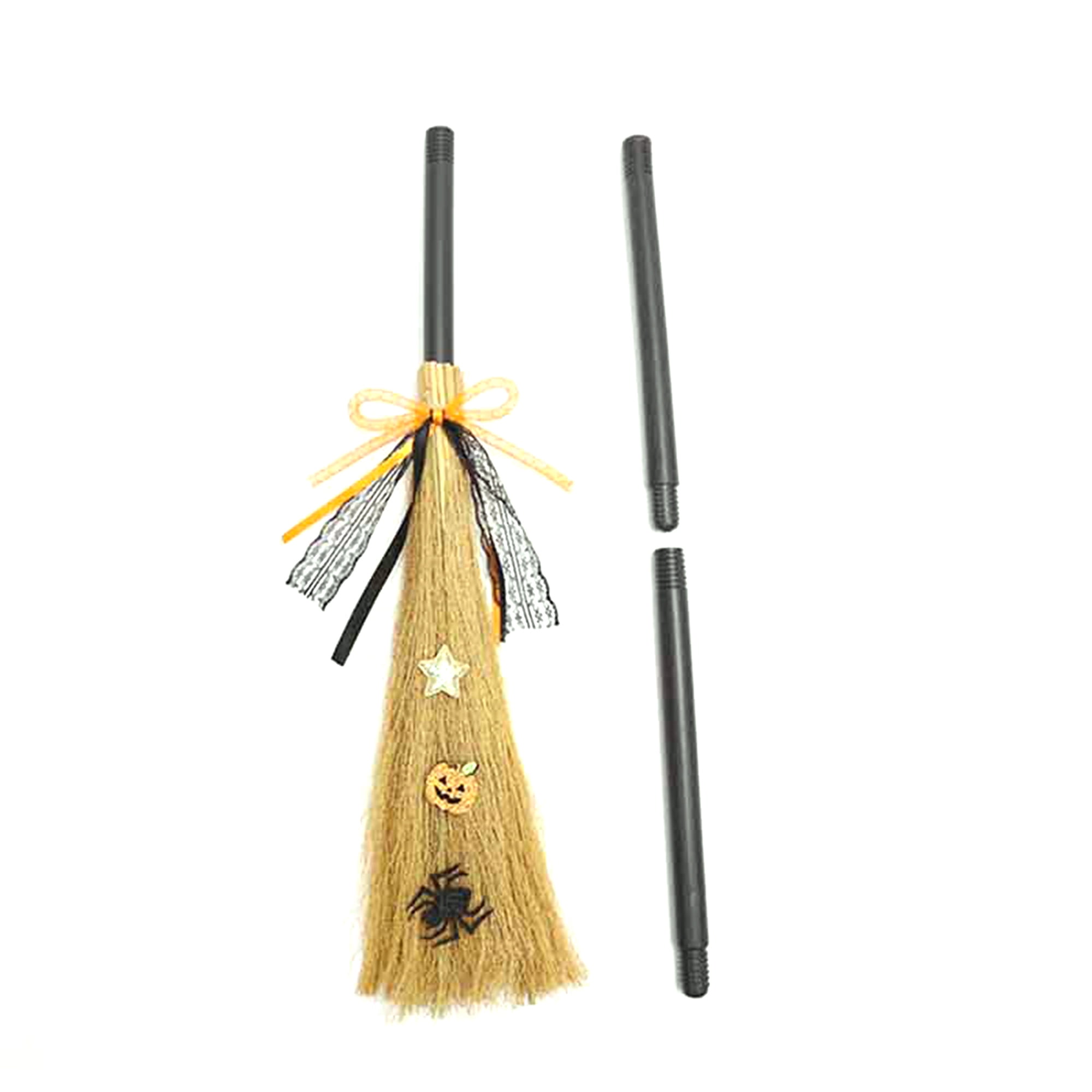 Inevnen Halloween Witch Broom Straw Witch Broomstick Cosplay Broom ...