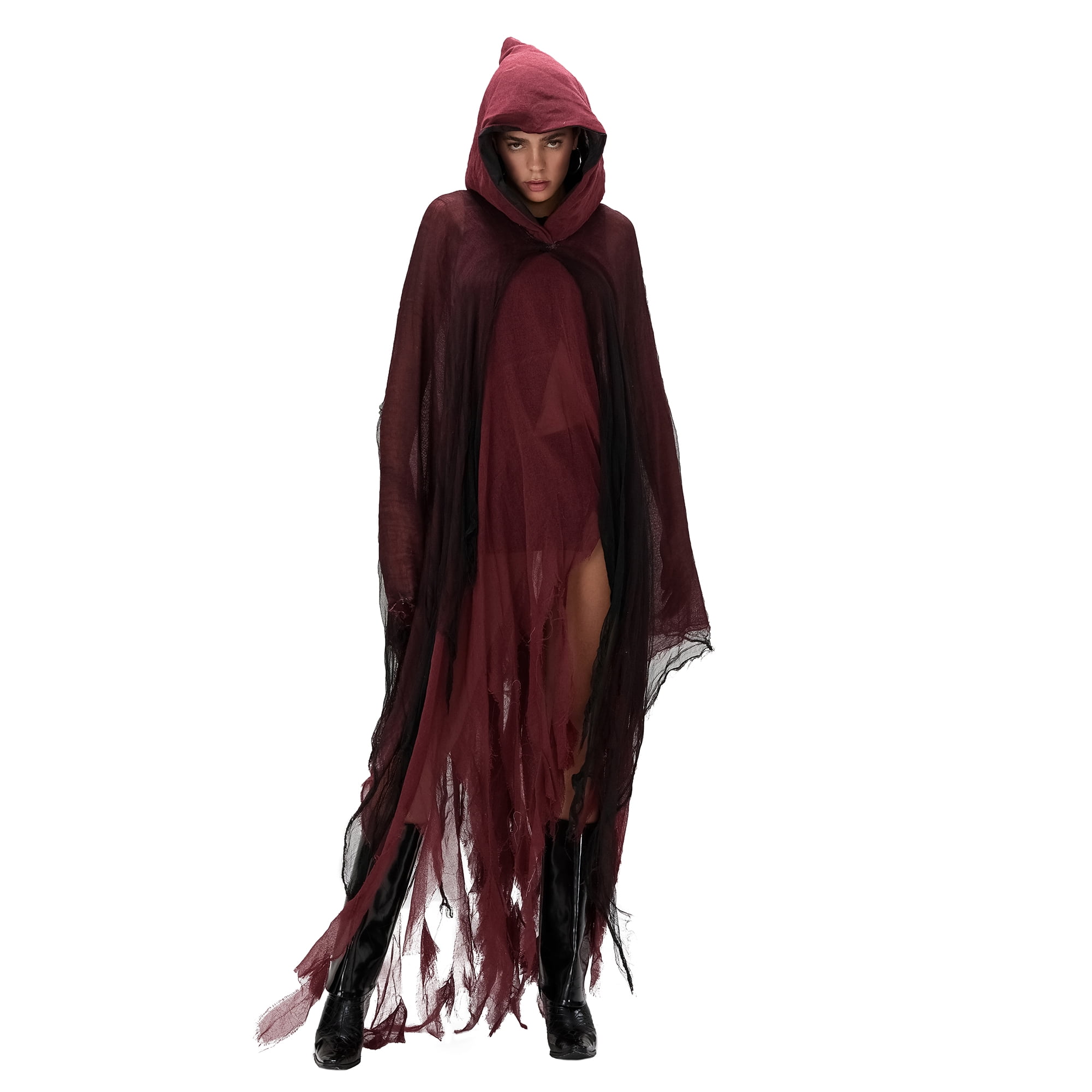 Inevnen Halloween Witch Cloak with Hood Exaggerated Ripped Grim Reaper Cape - Walmart.com