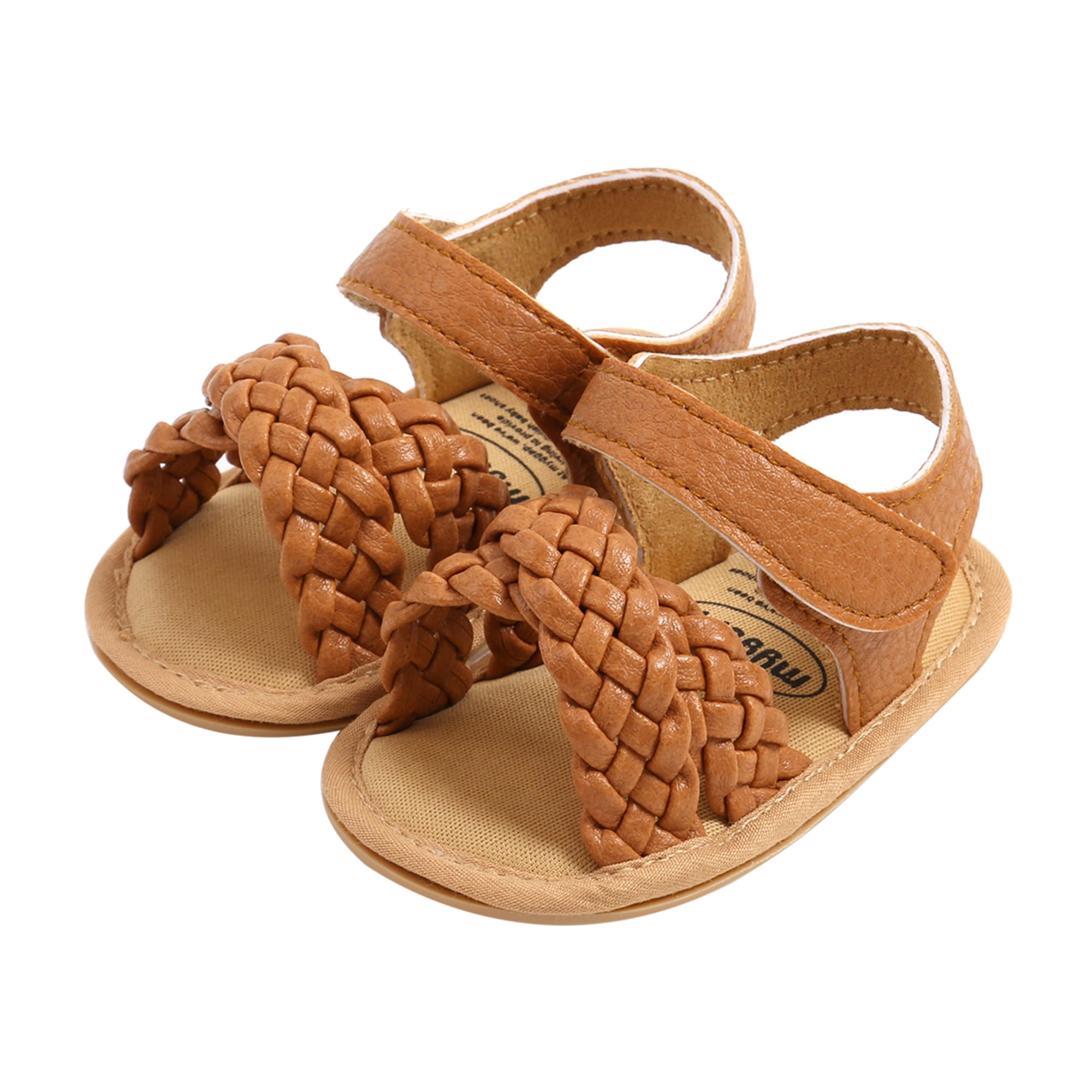 Inevnen Infant Girls Braided Sandals Summer Soft Sole Open-toed Walking ...