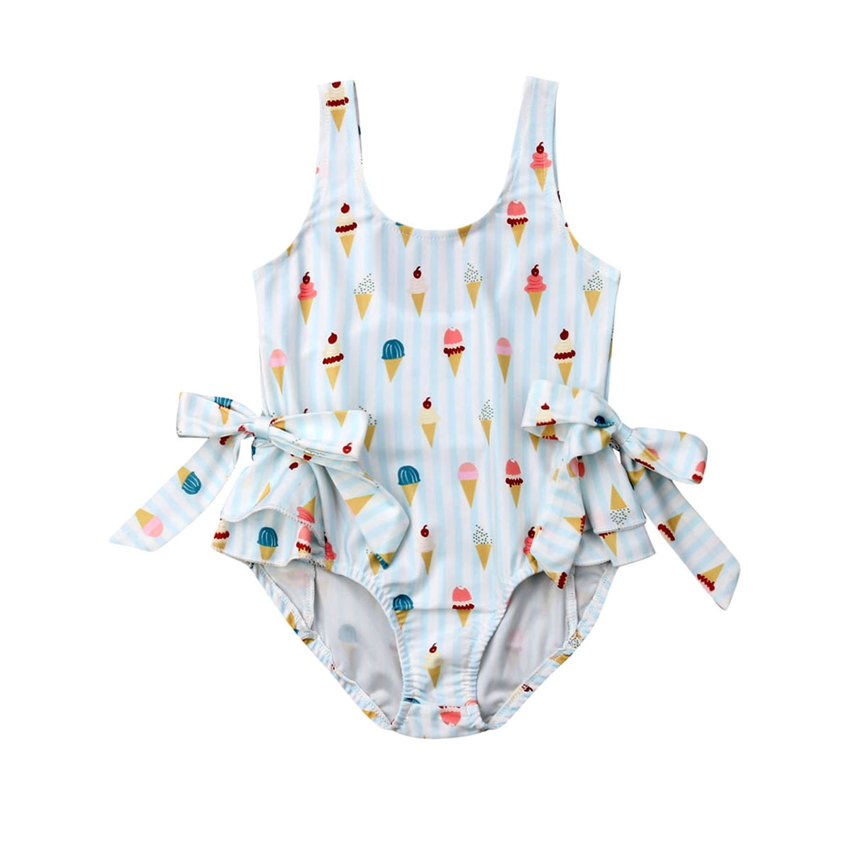 Inevnen Infant Toddler Baby Girl Swimsuit Halter Ice-Cream Bow Ruffle ...