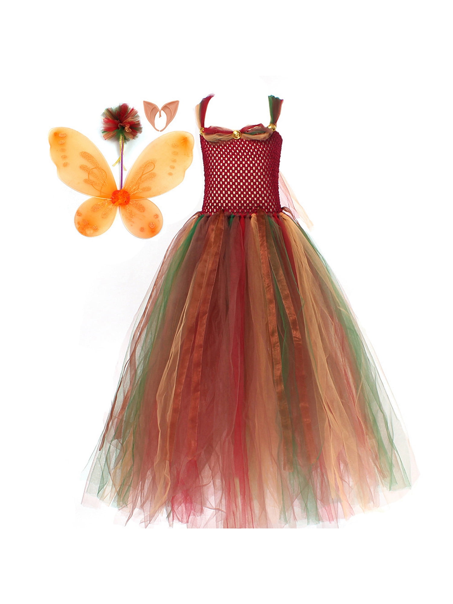 Inevnen Kid Dress + Fairy Stick + Fairy Ears + Wings Fairy Princess ...