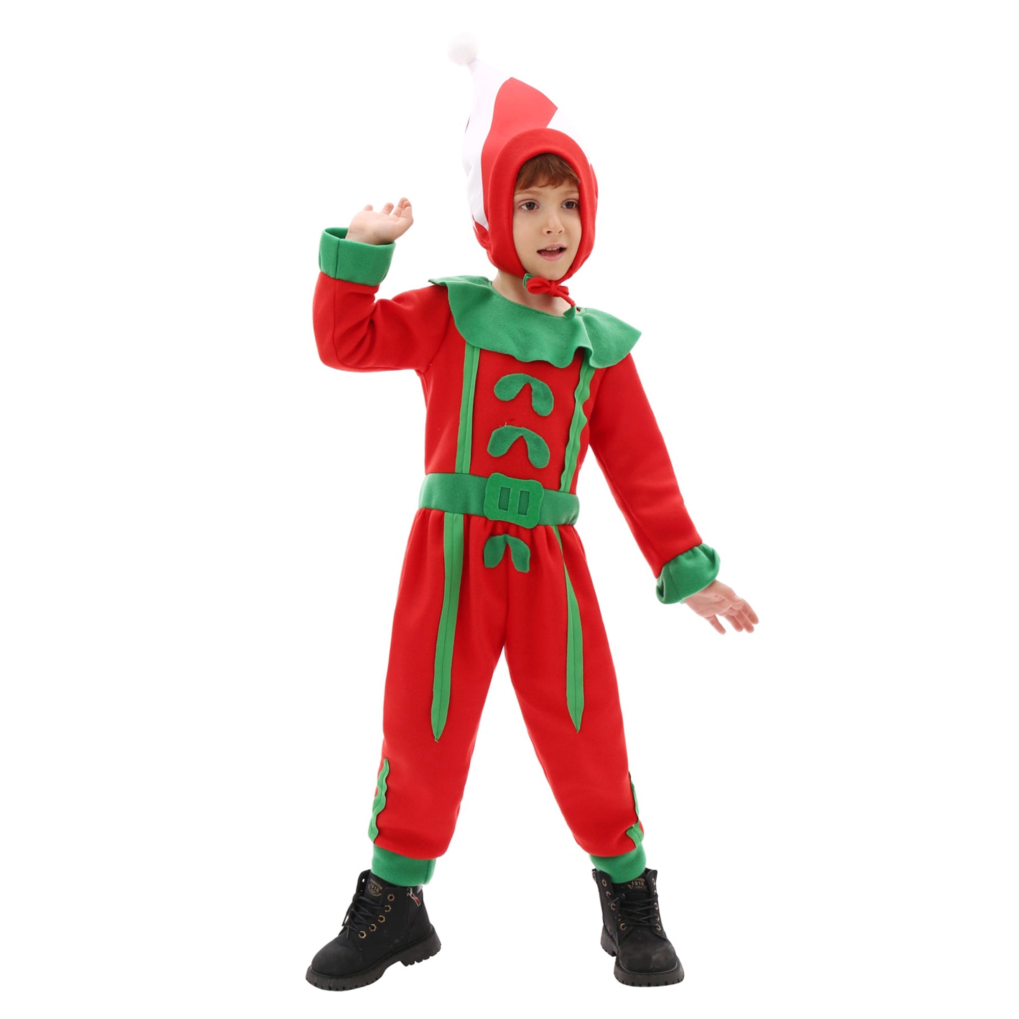 Inevnen Kids Christmas Costume Long Sleeve Patchwork Jumpsuit With Hat ...