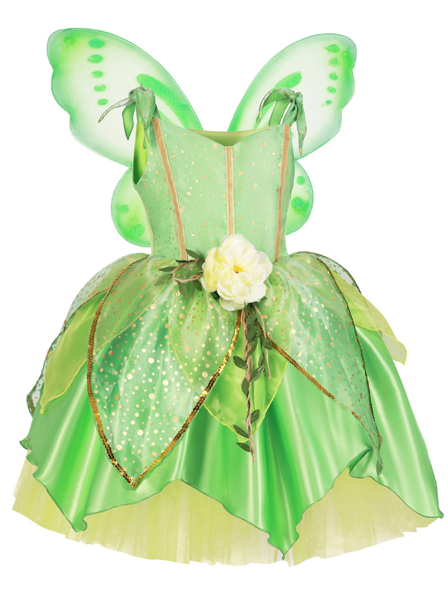 Inevnen Kids Girl Fairies Tinker Bell Deluxe Costume with Wings Role ...