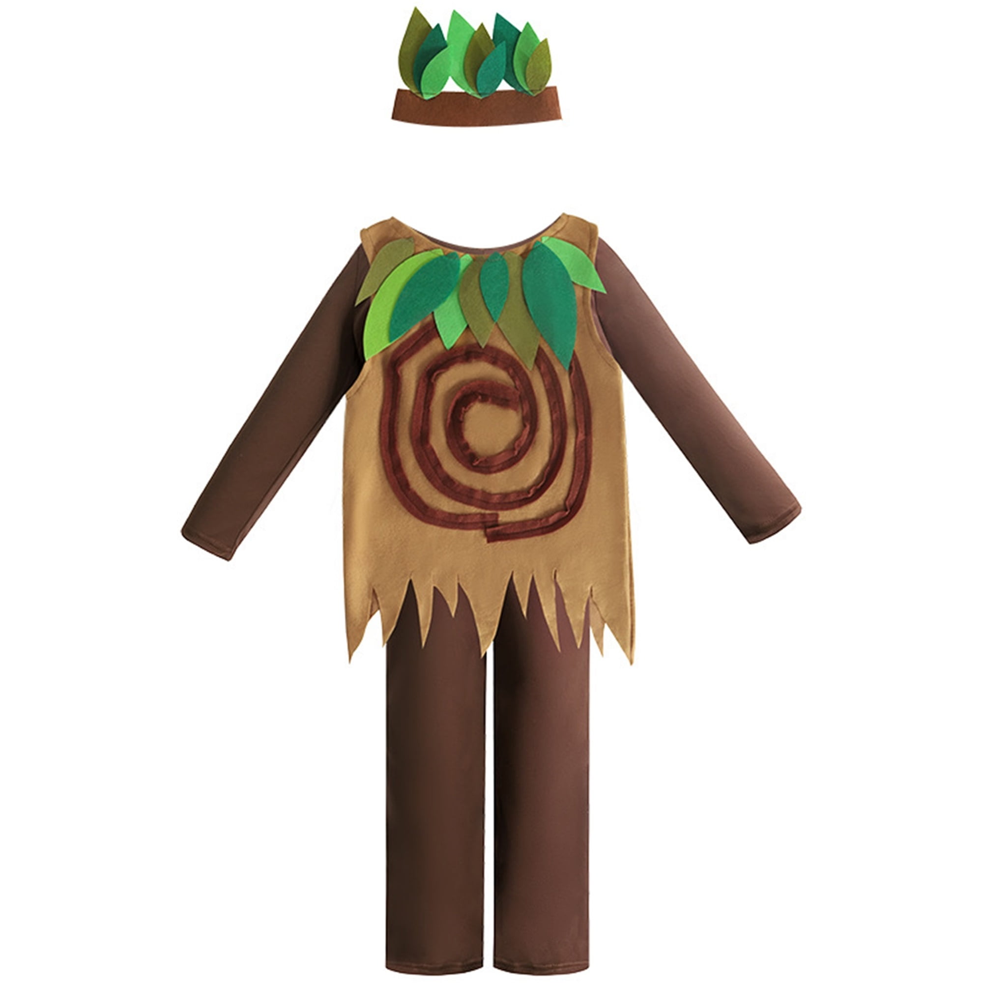 Inevnen Kids Tree Costume Annual Ring Vest and Jumpsuit Leaf Headband ...