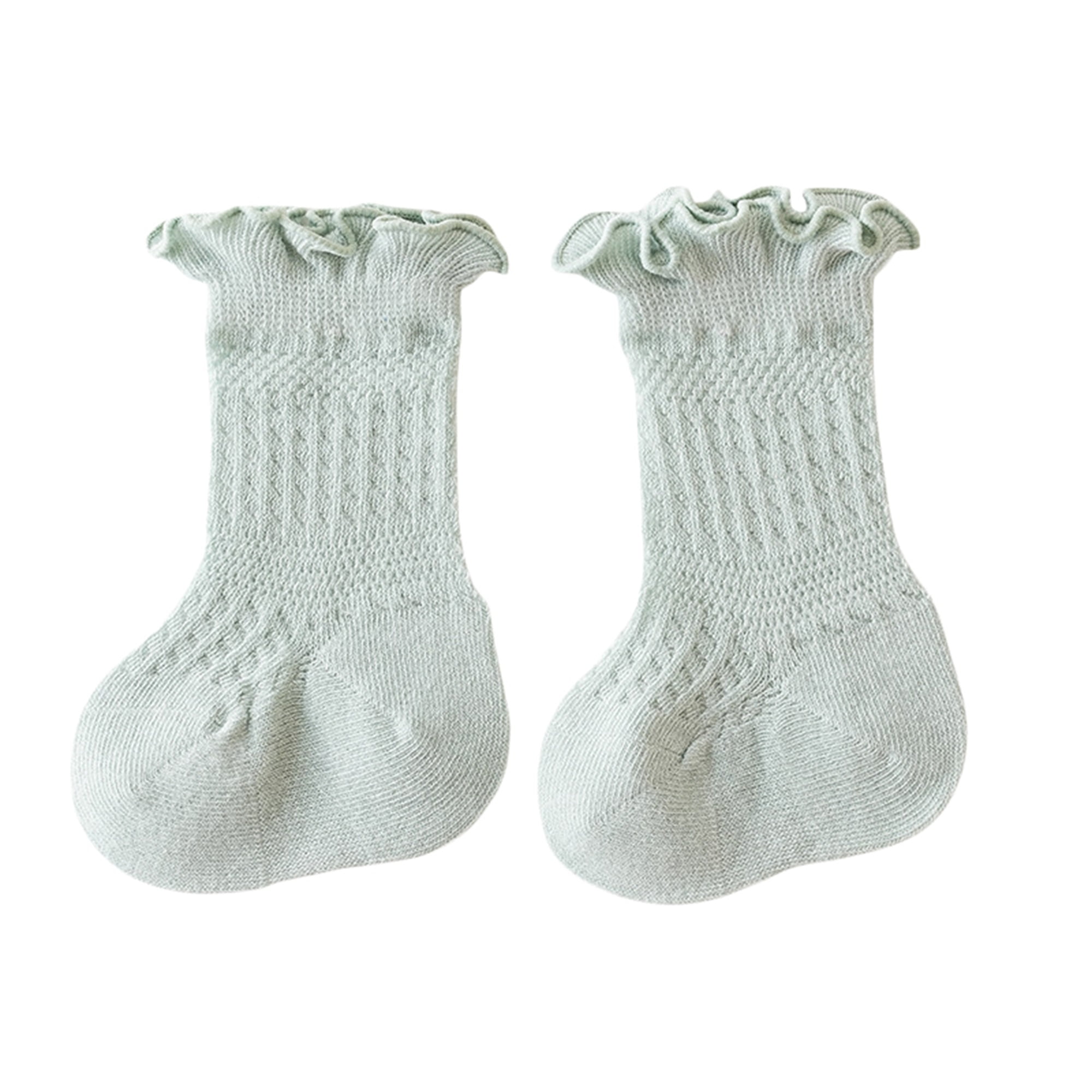 Inevnen Little Girls Ruffle Lace Trim Cotton Socks Baby Girl Eyelet ...
