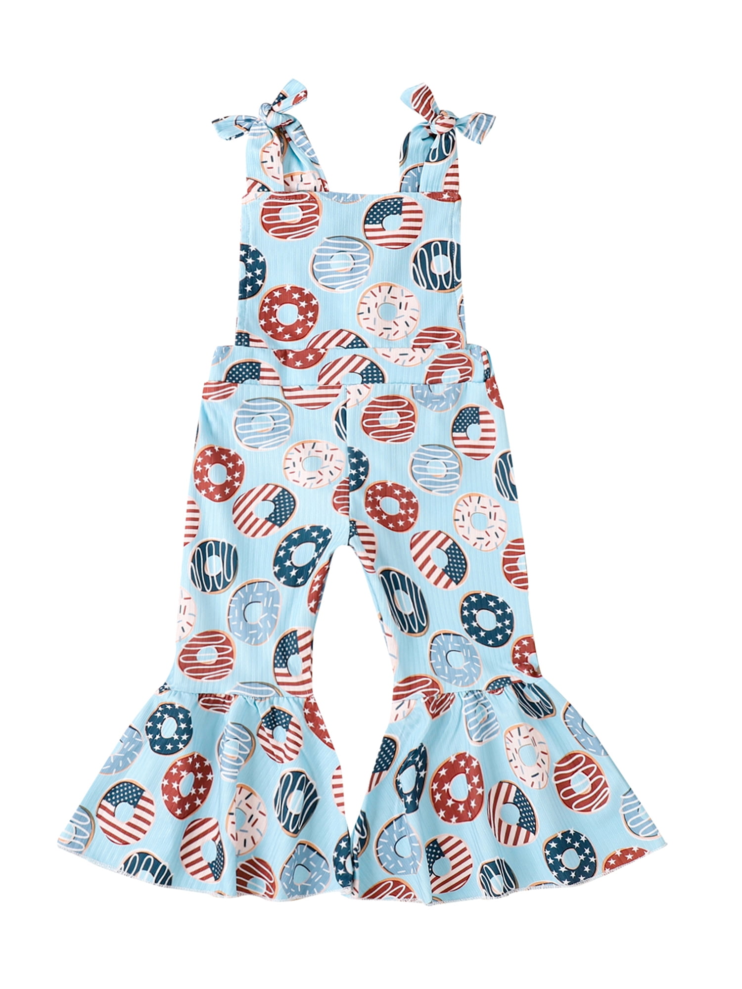 Inevnen Toddler Girl Fourth of July Jumpsuit, Cute Print Sleeveless Romper Overalls Bell-Bottoms ...