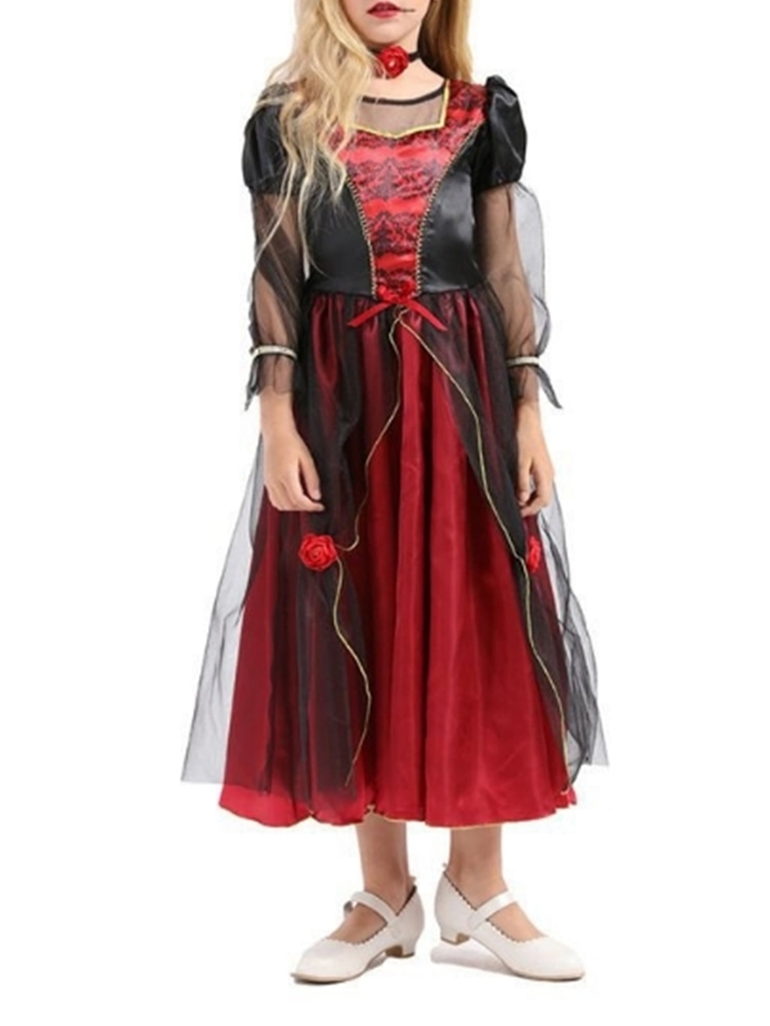 Inevnen Vampire Costume for Girls Kids Noble Gothic Medieval Queen ...