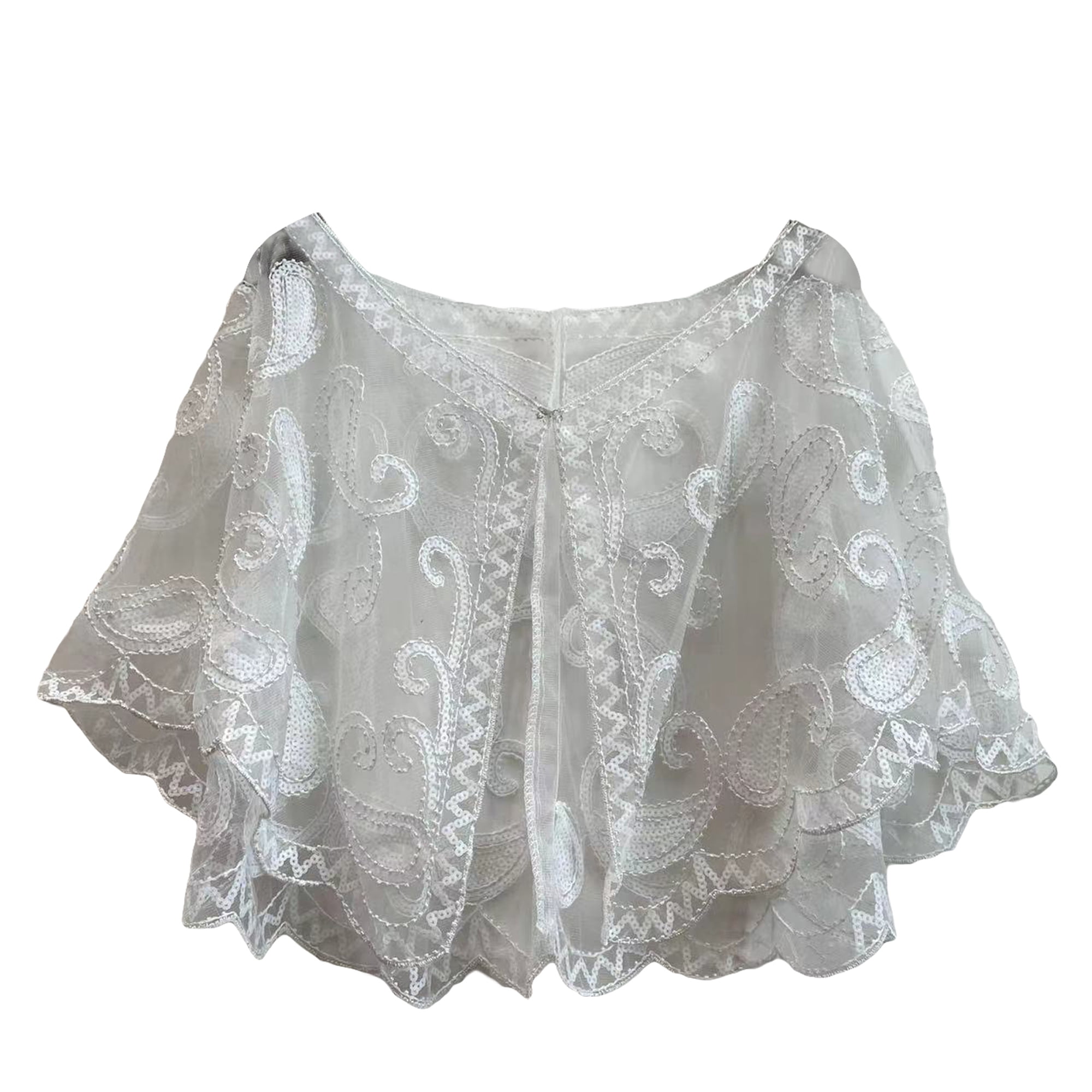 Inevnen Women Sequin Beaded Art Deco Evening Cape Vintage 1920s Shawl ...