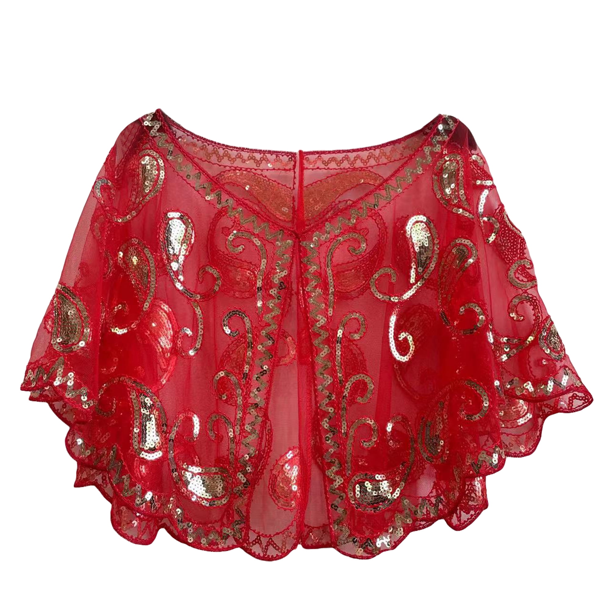 Inevnen Women Sequin Beaded Art Deco Evening Cape Vintage 1920s Shawl ...