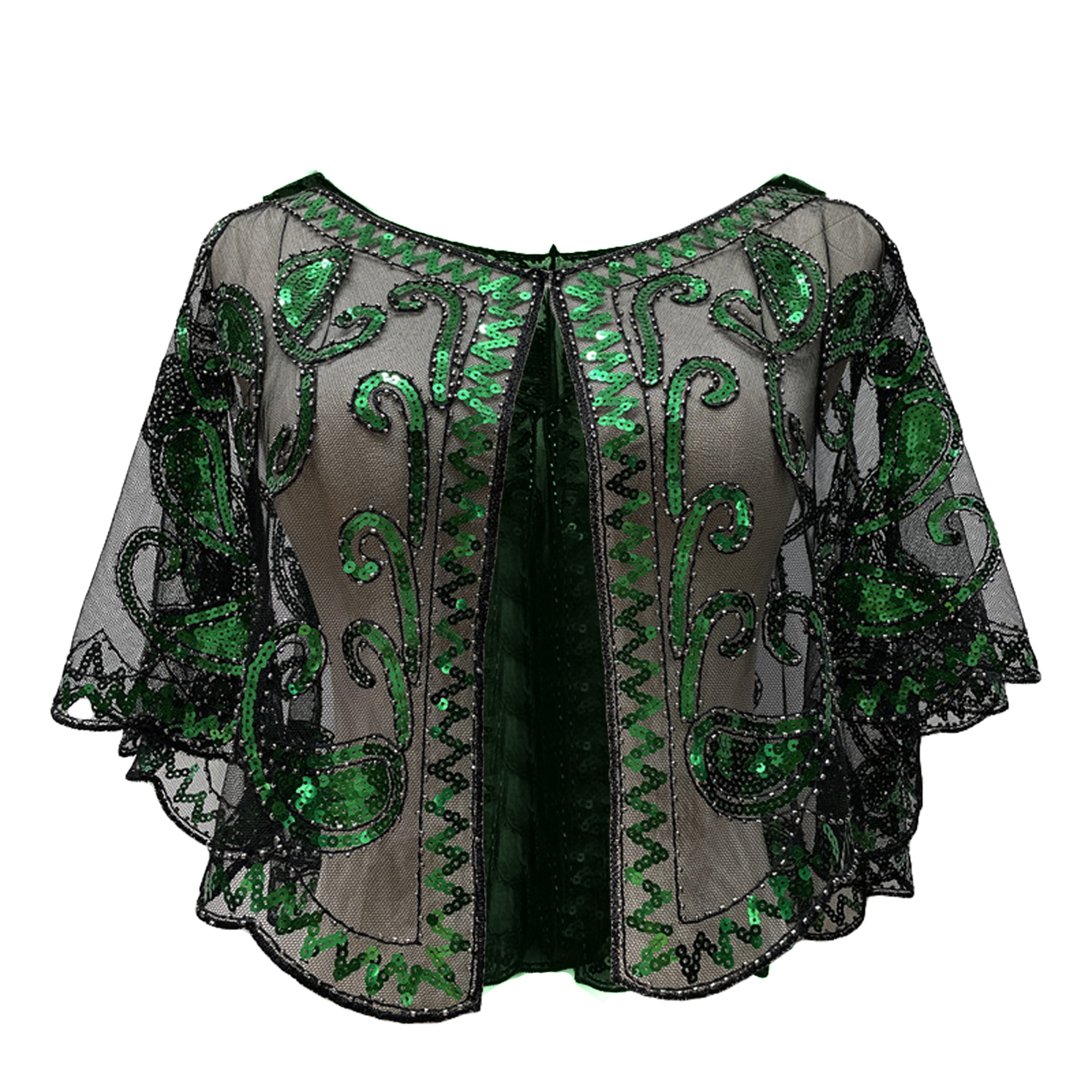 Inevnen Women Sequin Beaded Art Deco Evening Cape Vintage 1920s Shawl ...