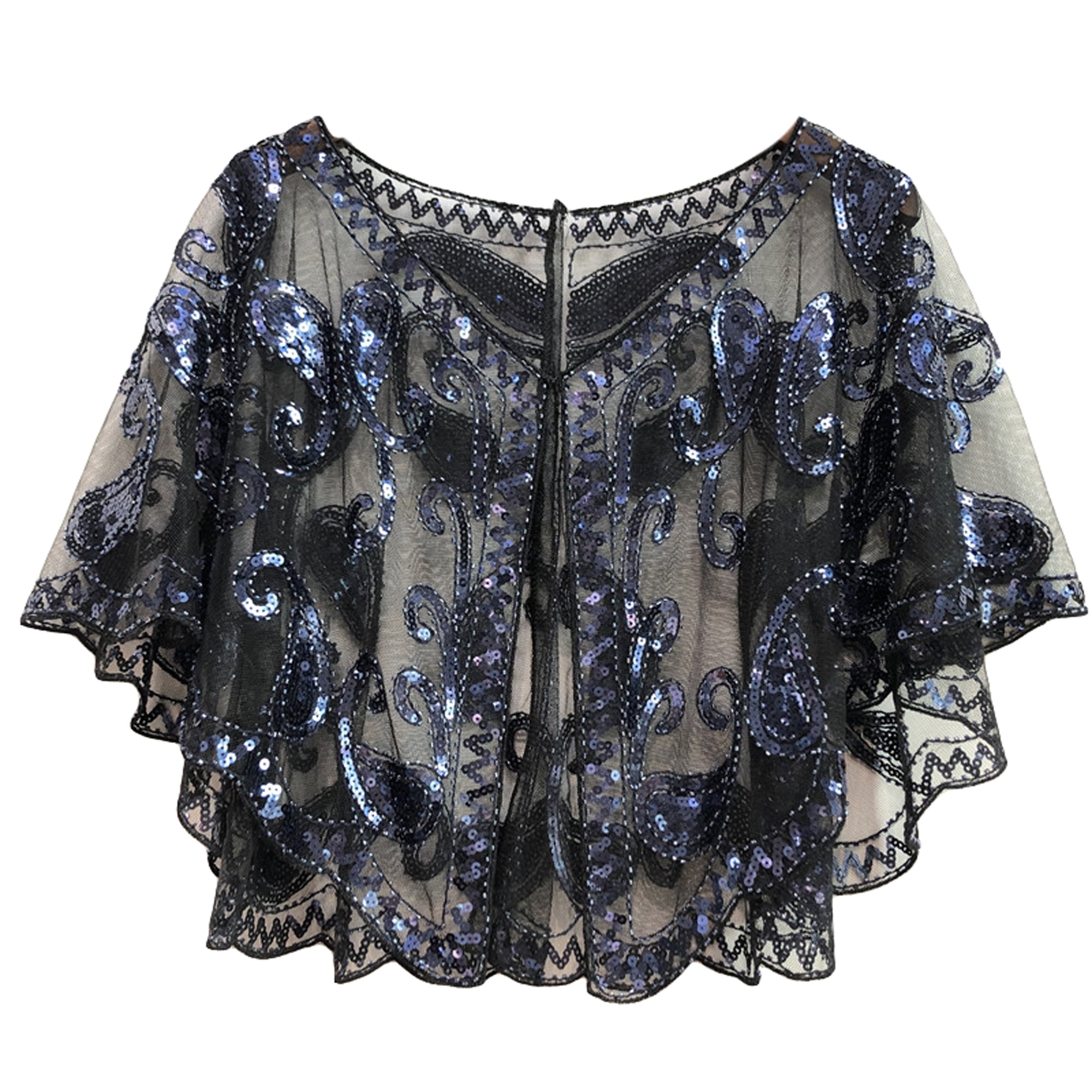 Inevnen Women Sequin Beaded Art Deco Evening Cape Vintage 1920s Shawl ...