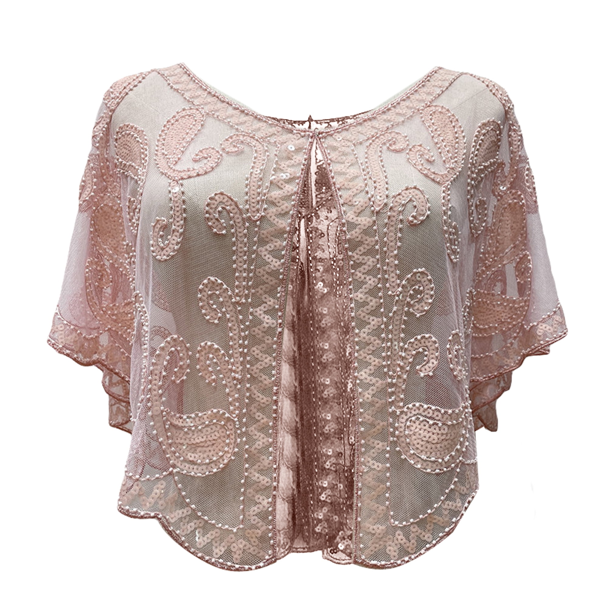 Inevnen Women Sequin Beaded Art Deco Evening Cape Vintage 1920s Shawl ...