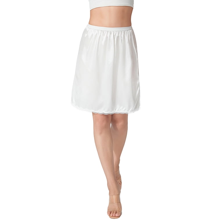 Anti-static Slip Women's Knee Length Half Slip - Cotton Lace Trim ...