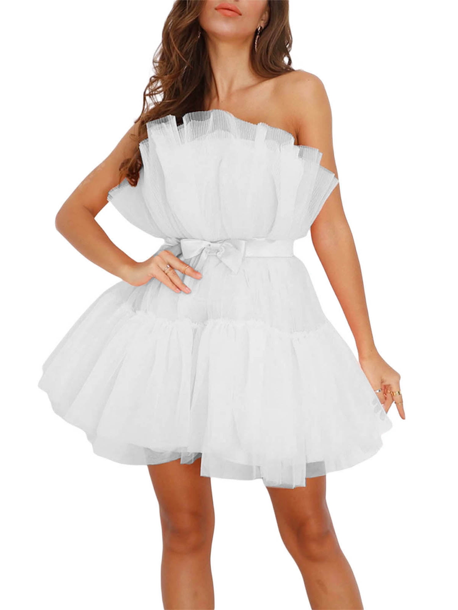 Inevnen Women's Tutu Prom Dress Short Homecoming Dresses Ruffles Tulle ...