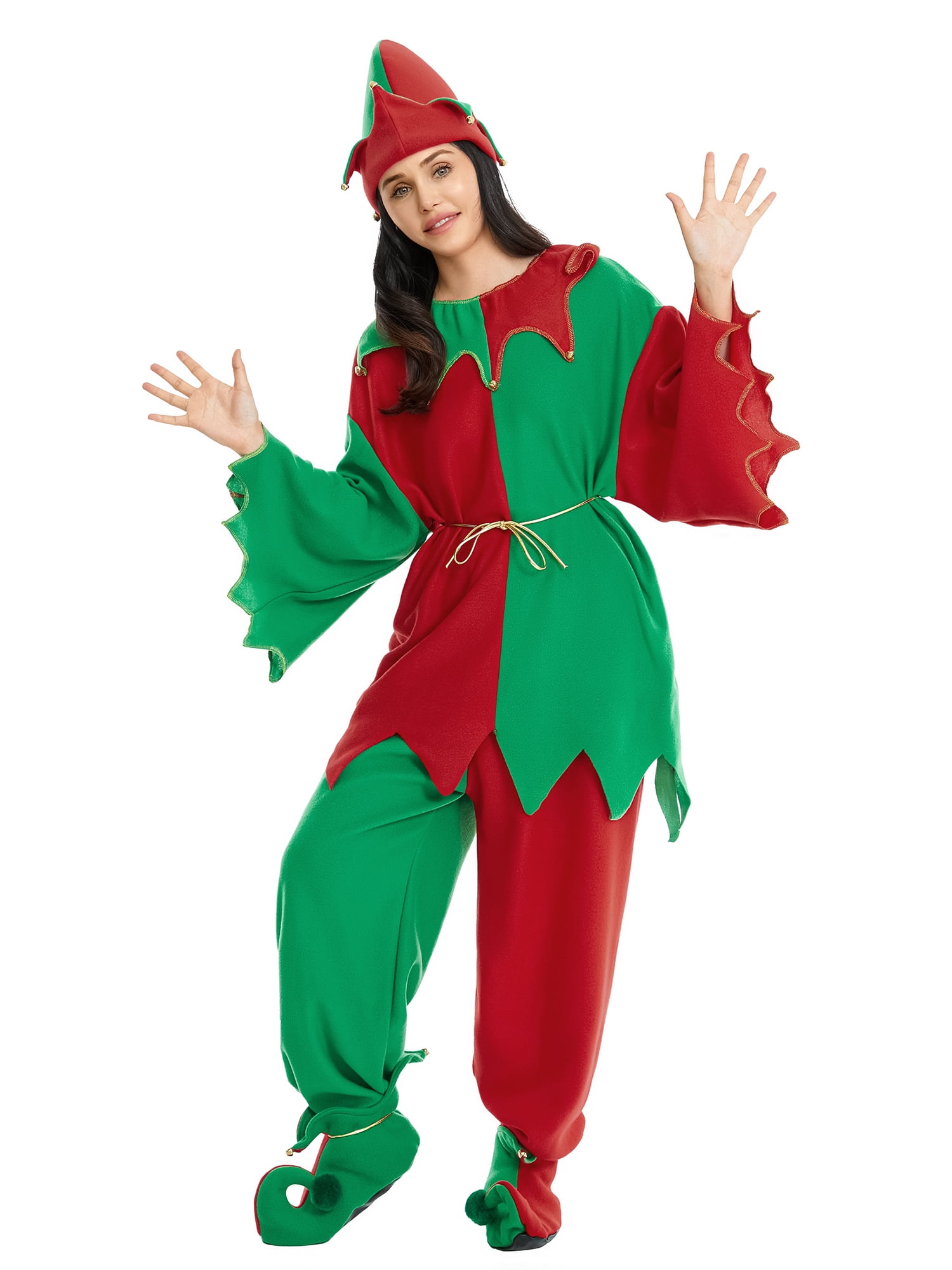 Inevnen Womens Christmas Elf Holiday Costumes Fancy Dress Santa's ...