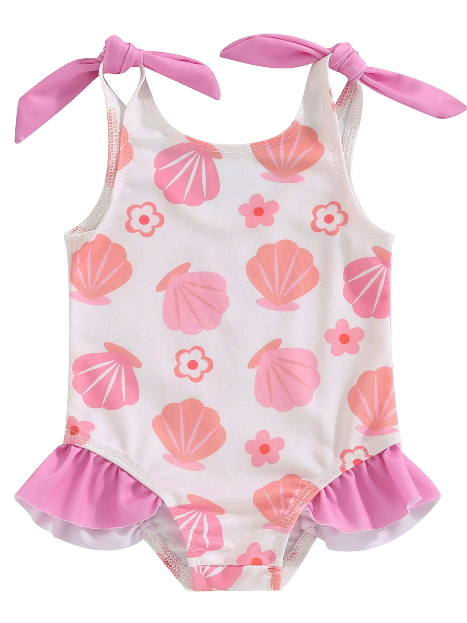 Infan Toddler Baby Girl Swimsuit Sleeveless Shell Flower Print Frill ...