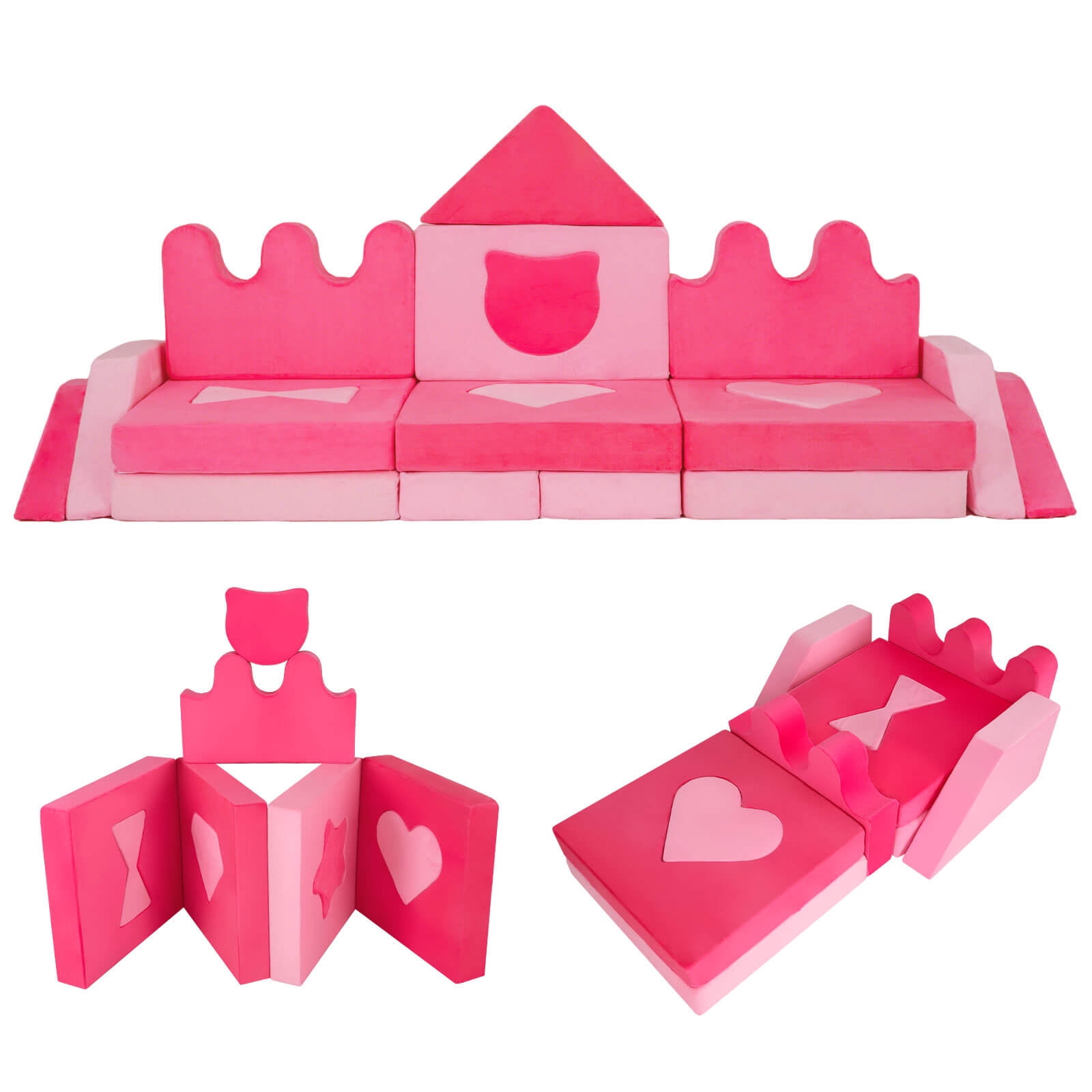 Infans 14 Piece Kids Play Couch Modular Foam Climbing Blocks for Kids 3 ...