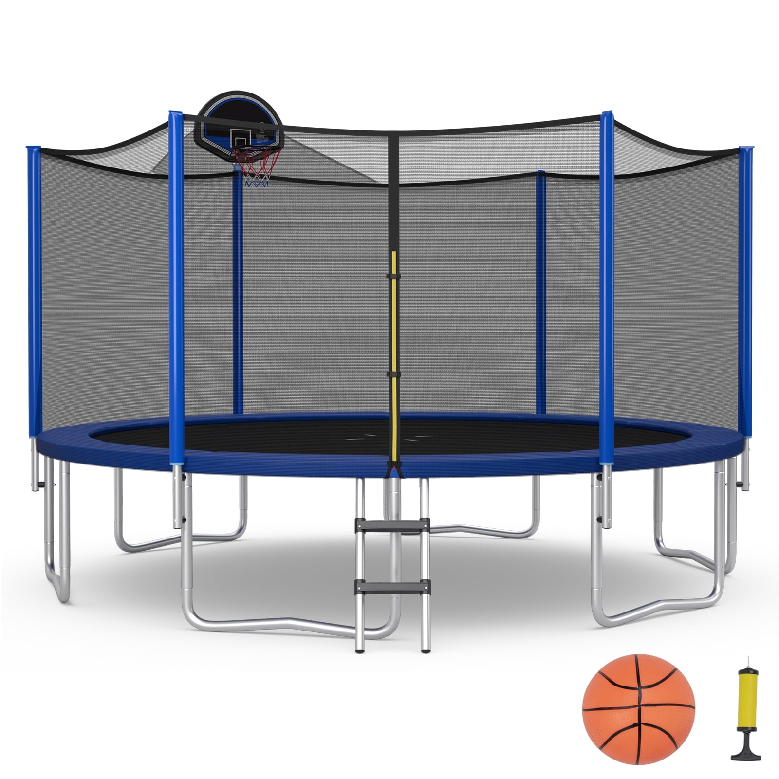 Infans 15FT Outdoor Large Trampoline Safety Enclosure Net w/ Basketball ...