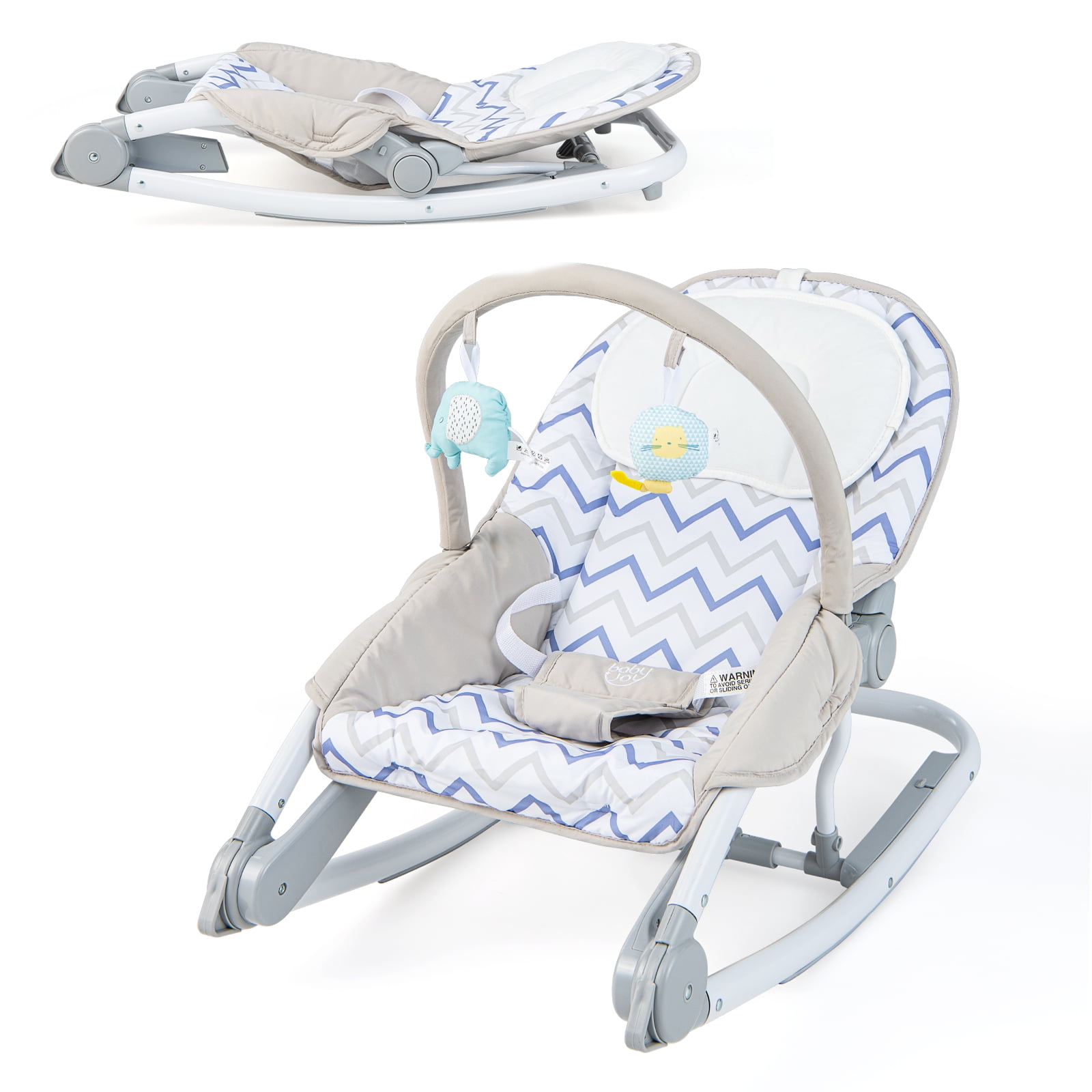 Infans 2-in-1 Baby Bouncer & Rocker Foldable Infant Rocking Seat w ...