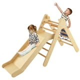 Infans 2-in-1 Wooden Climbing Triangle Set Triangle Climber w/ Ramp ...