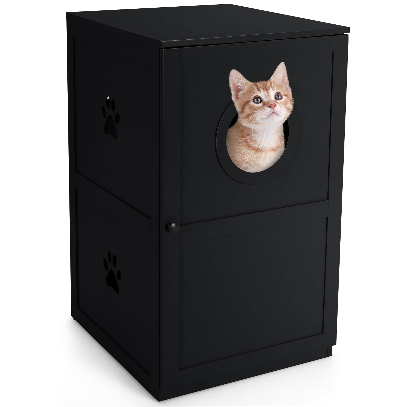 Infans 2-tier Litter Box Enclosure Furniture Hidden Cat House W/ Anti ...