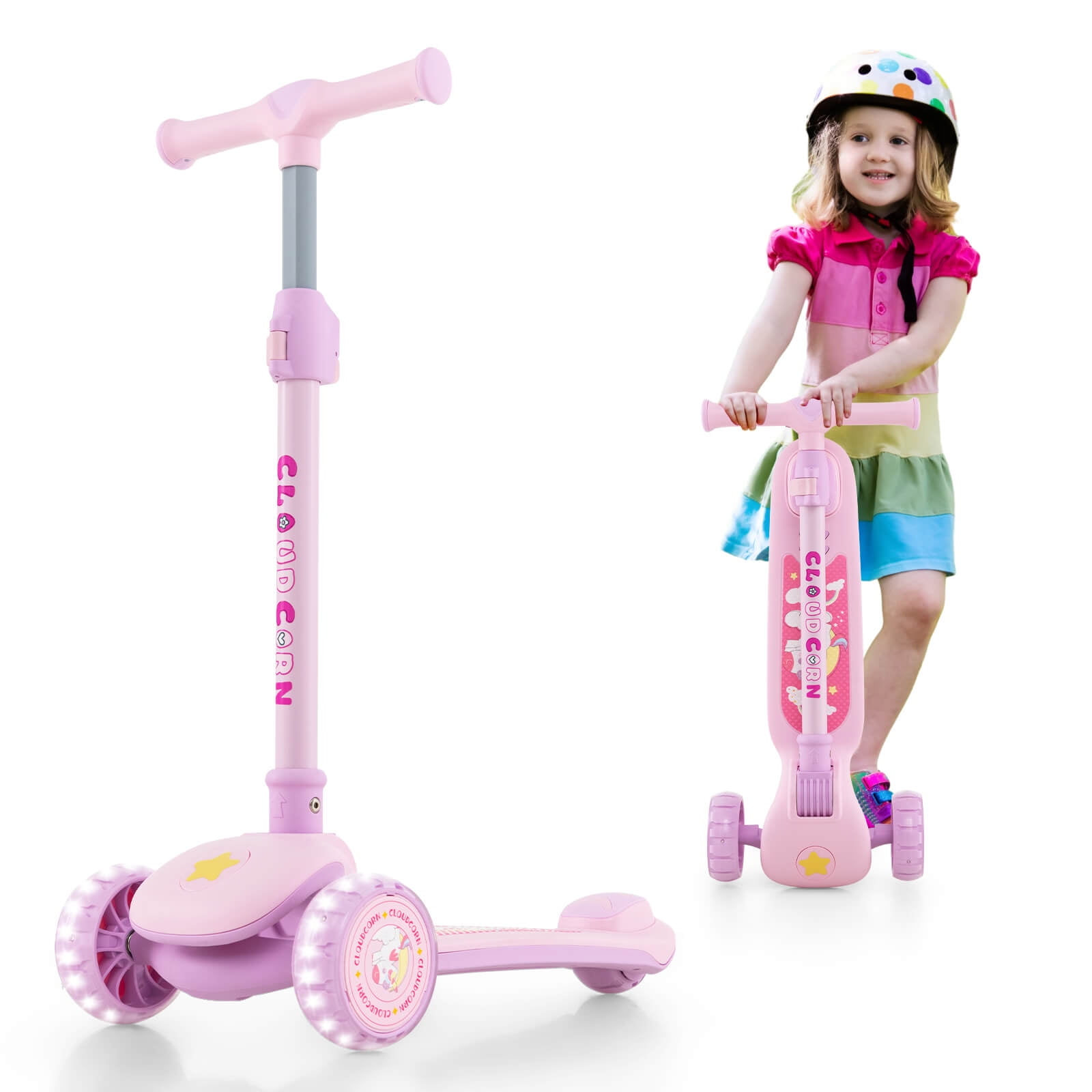 Infans 3-Wheel Kids Scooter Toddler Folding Balancing Kick Scooter w ...