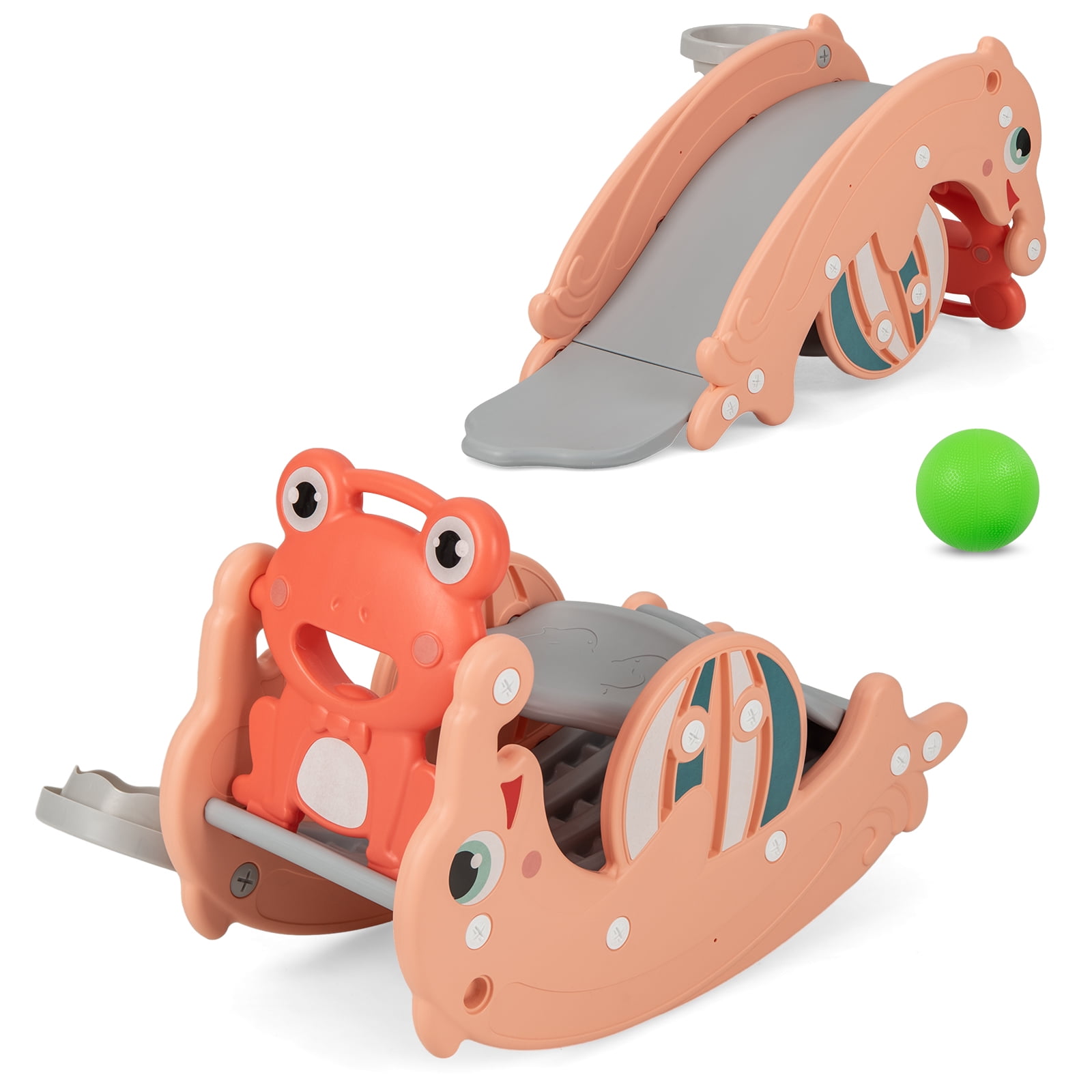 Infans 3-in-1 Kids Slide Rocking Horse Set Convertible Toddler Slide w ...