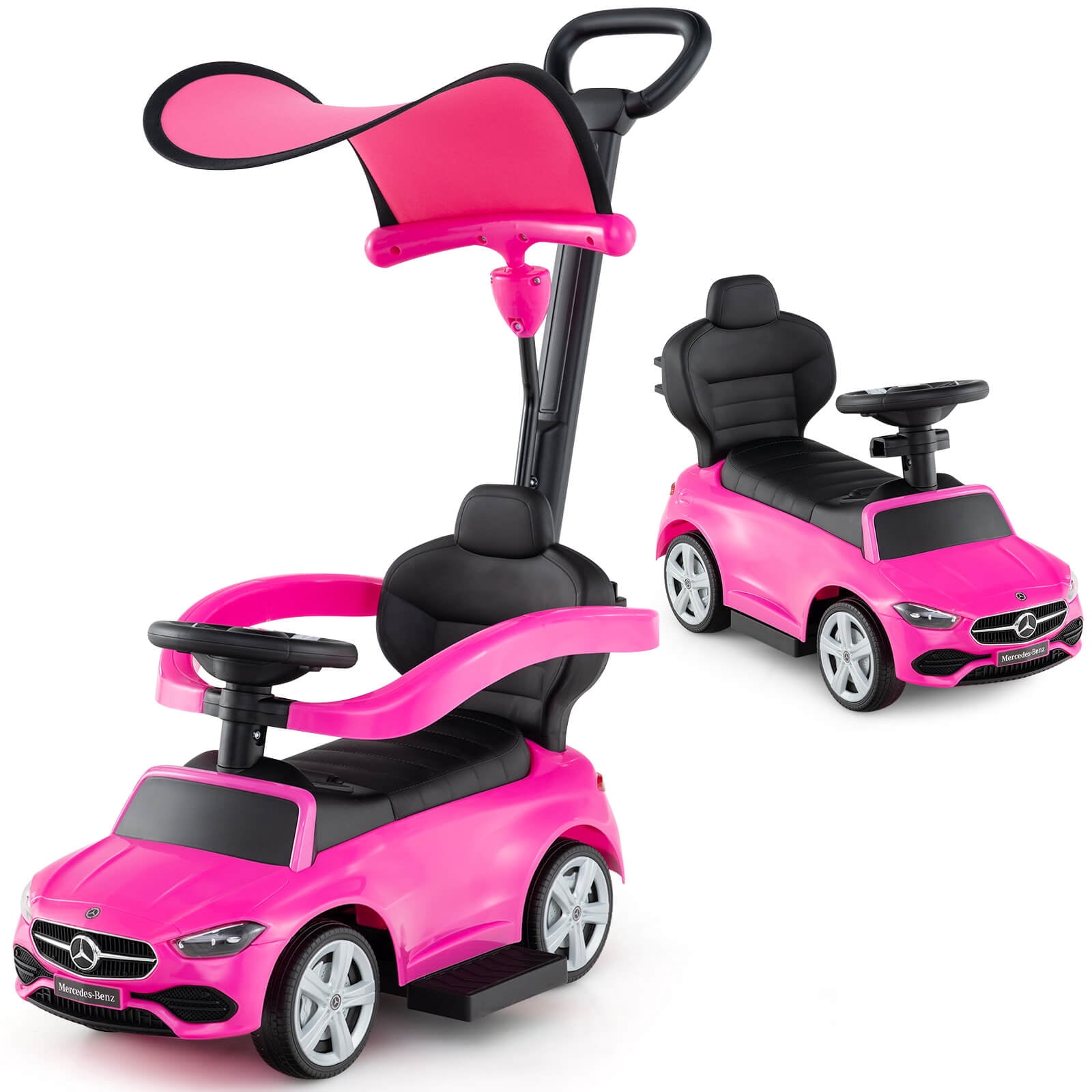 Infans 3-in-1 Toddler Push Car w/Adjustable Canopy Under Seat Storage ...