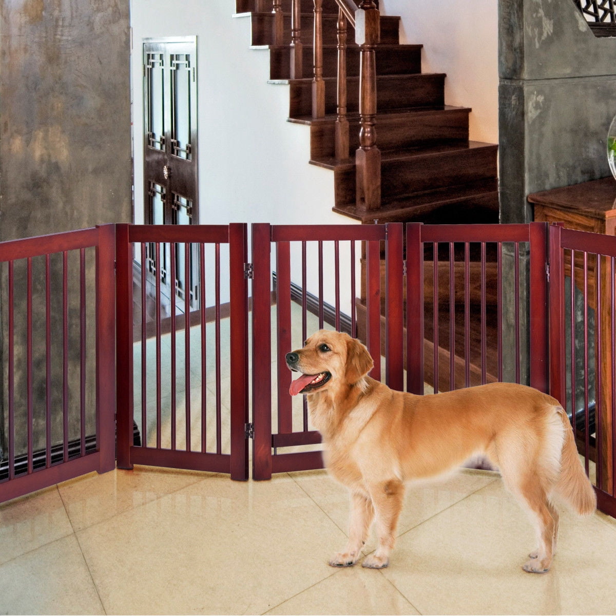 Infans 30" Configurable Folding Free Standing Wood Pet Dog Safety Fence ...