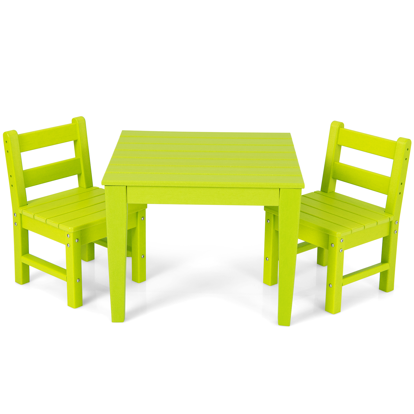 Infans 3PCS Kids Table & 2 Chairs Set Outdoor Heavy-Duty All-Weather ...