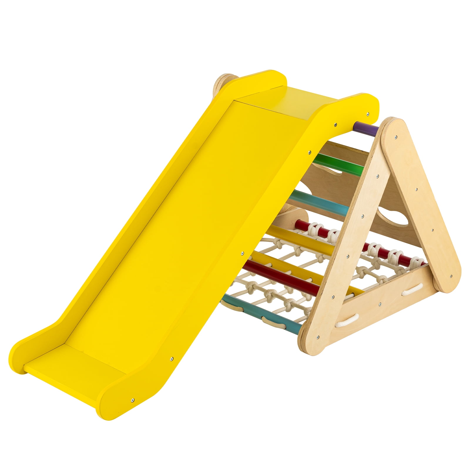 Infans 4 in 1 Wooden Climbing Triangle Set Triangle Climber w/Ramp ...