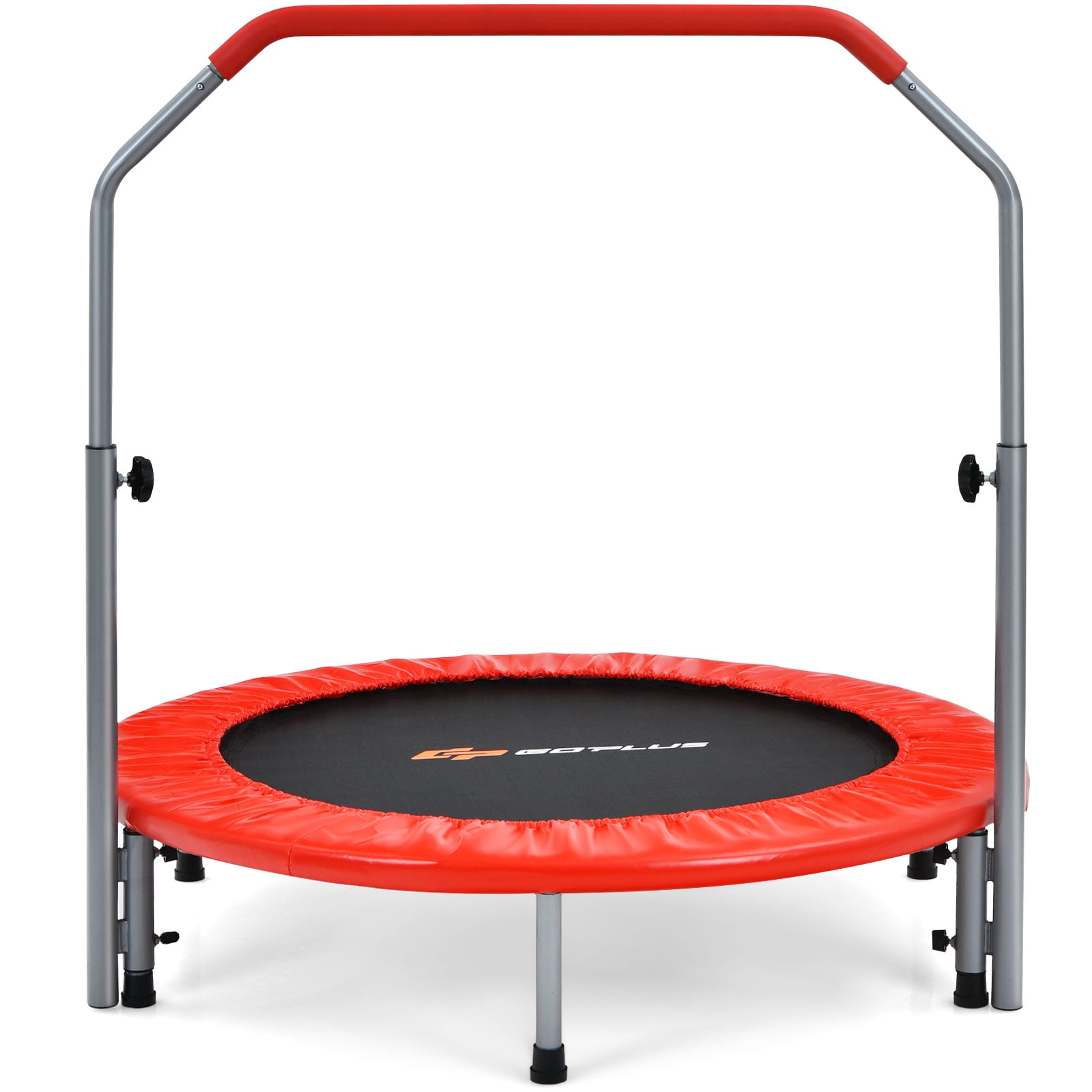 Infans 40" Folding Exercise Trampoline Rebounder W/4-Level Handrail ...