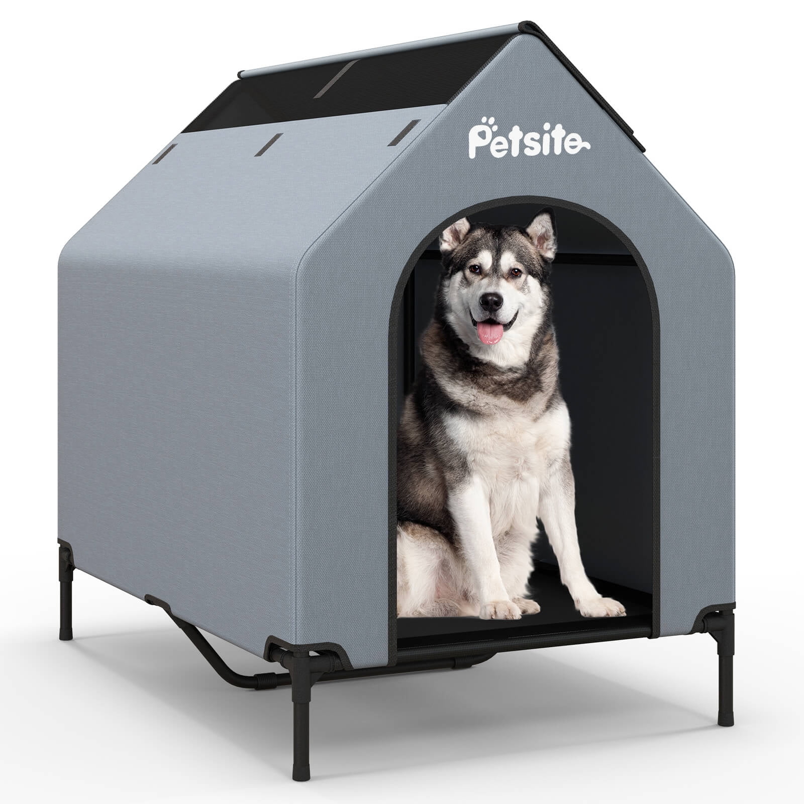Infans 43" Elevated Dog House for Medium Breeds Large Pet House w ...