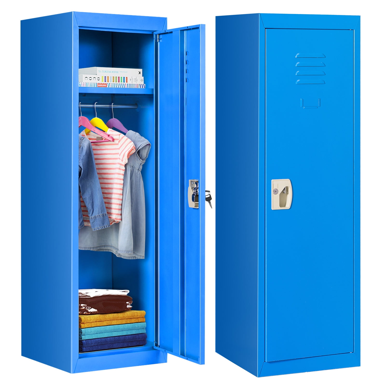 "Infans 48"" Kids Metal Storage Locker, 2-Tier Safe Cabinet with Rod ...