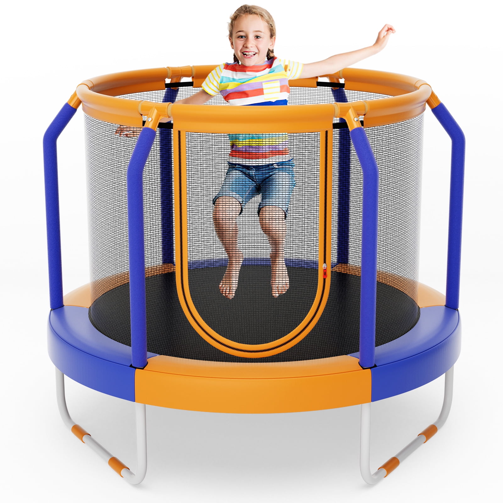 Infans 48" Mini Trampoline with Enclosure Heavy-duty Metal Frame U ...
